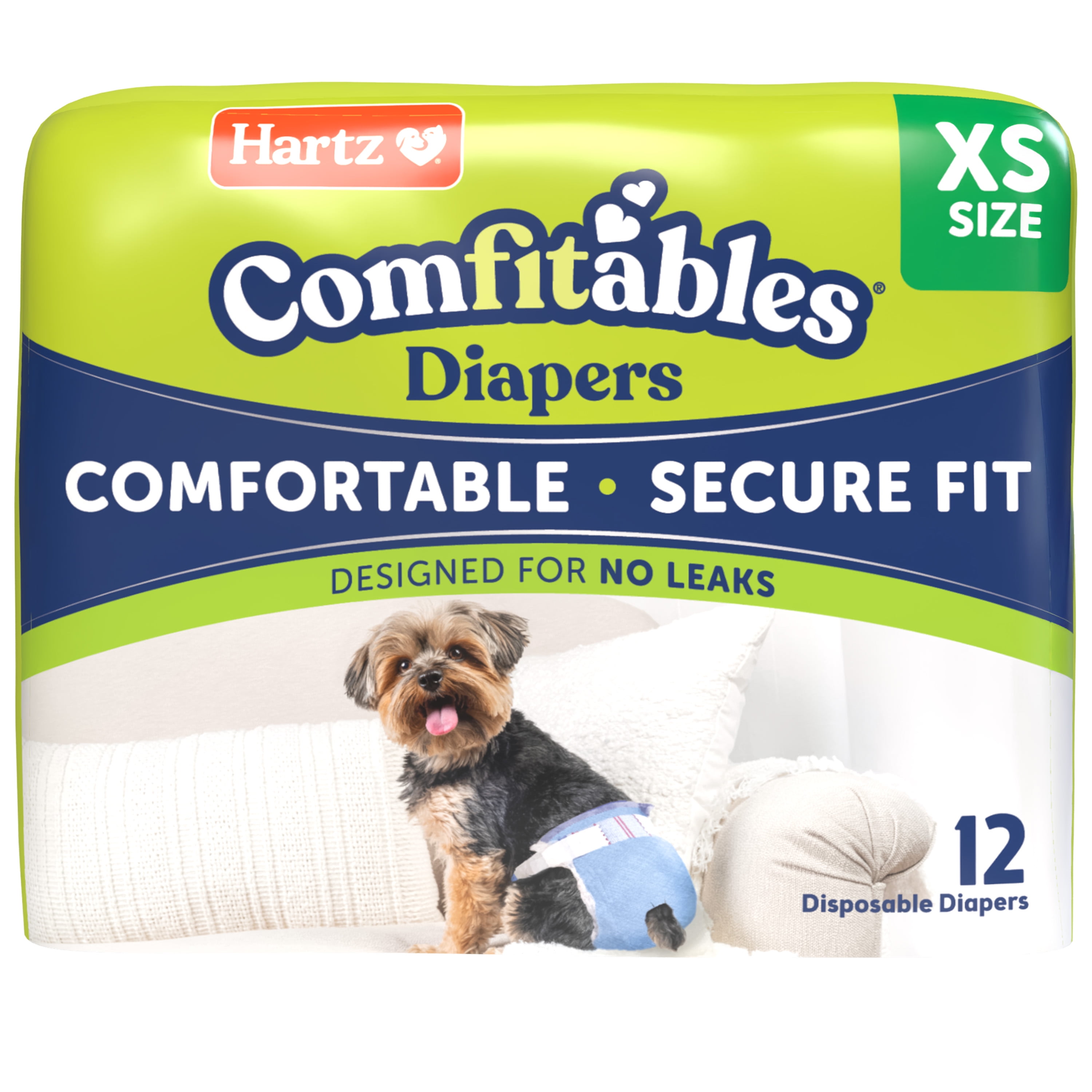 Hartz Dog Diapers XS 12 Count with FlashDry Technology, Adjustable Fits ...