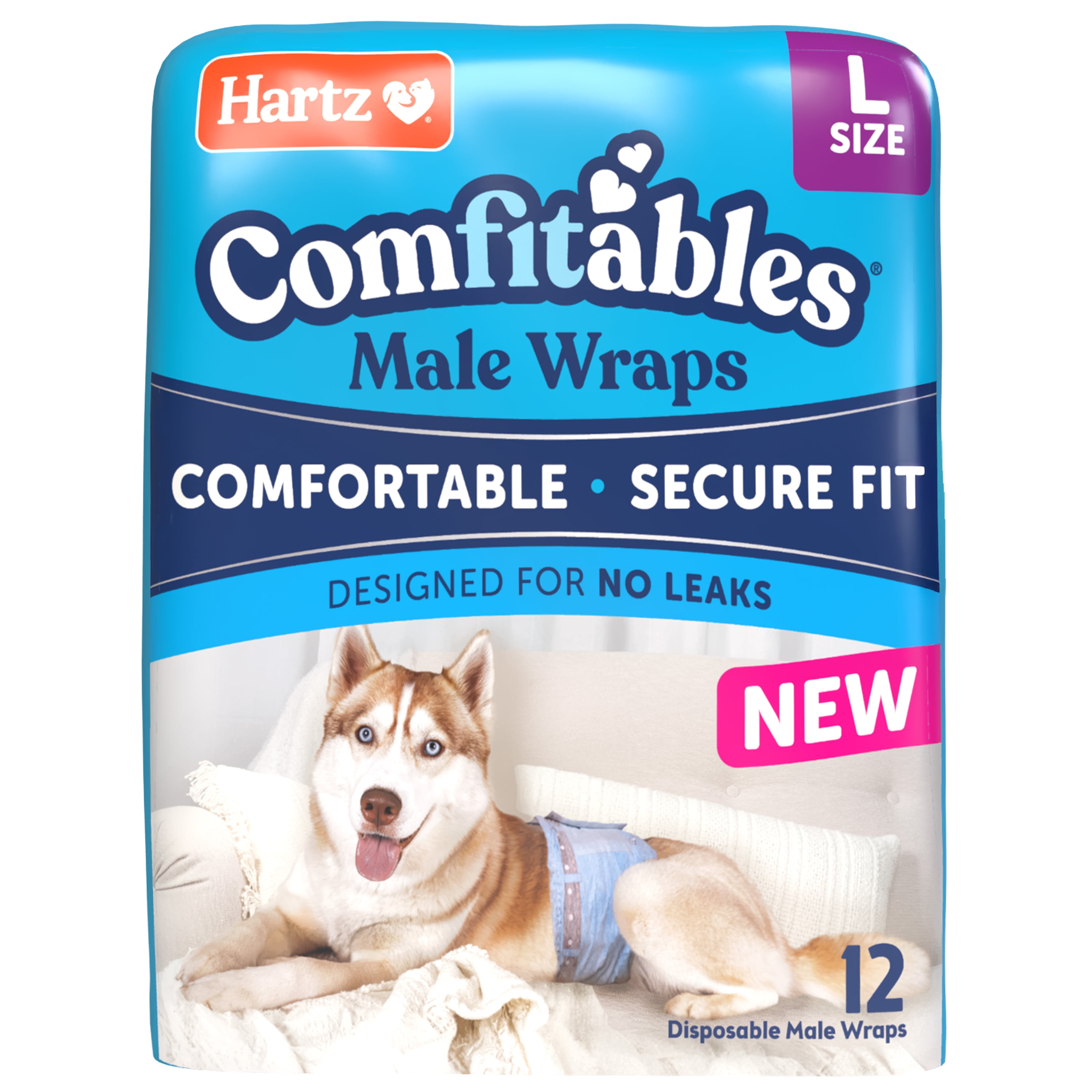 Hartz Male Dog Wraps Large 12 Count with Stretchy Waistband, Leak ...