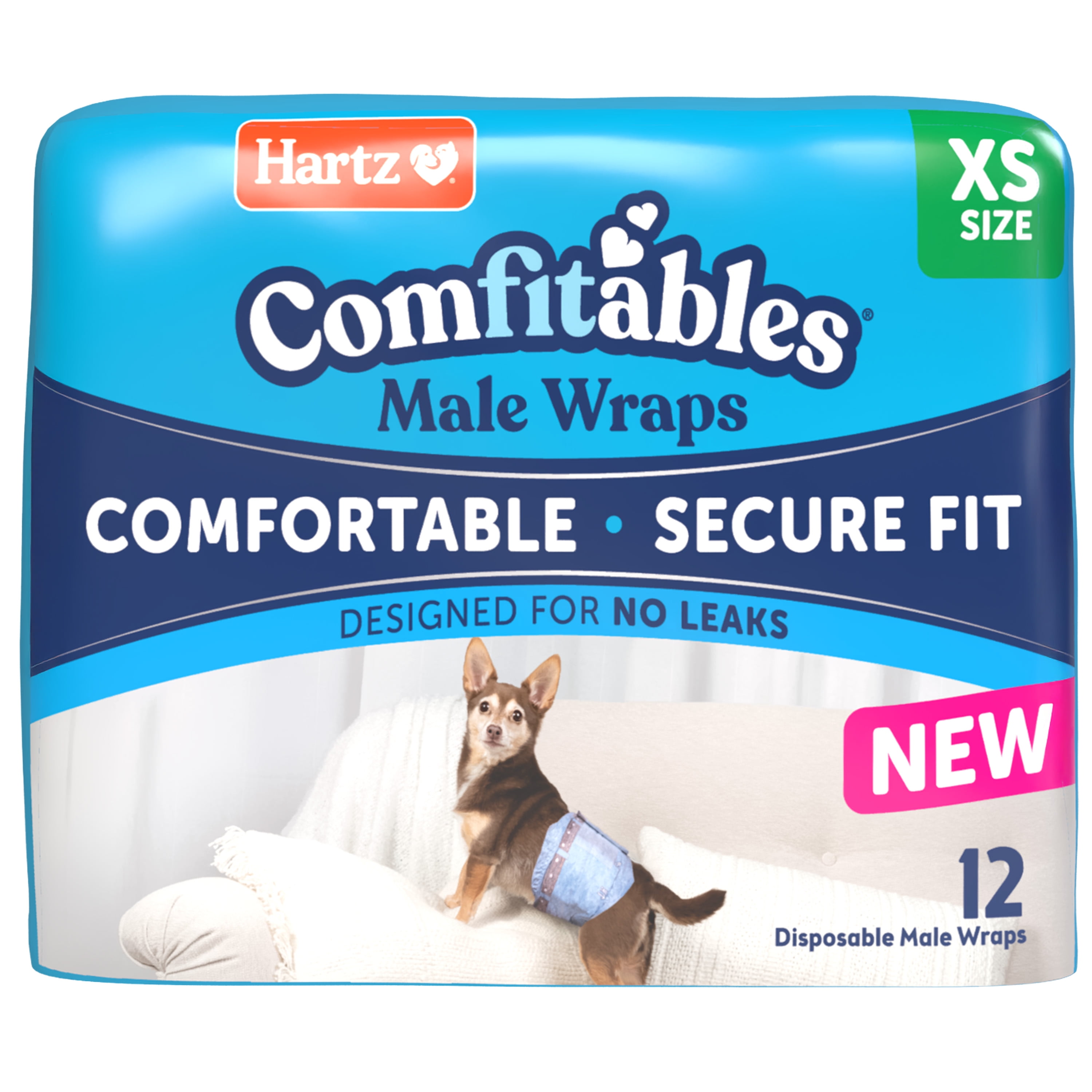Hartz Comfitables Male Dog Wraps with Stretchy Waistband, XS 12 Count ...