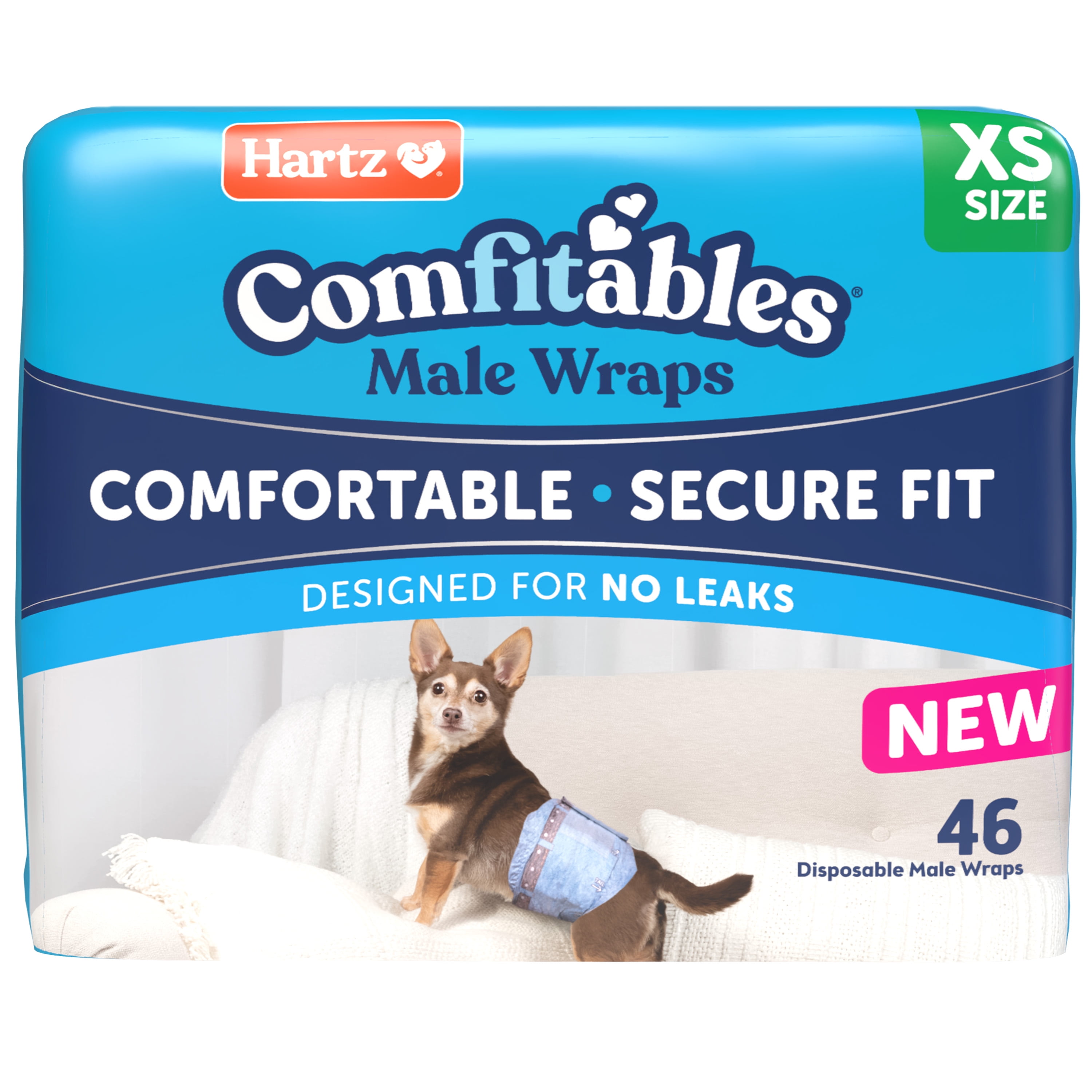 Hartz Comfitables Male Dog Wraps with Stretchy Waistband, XS 46 Count ...