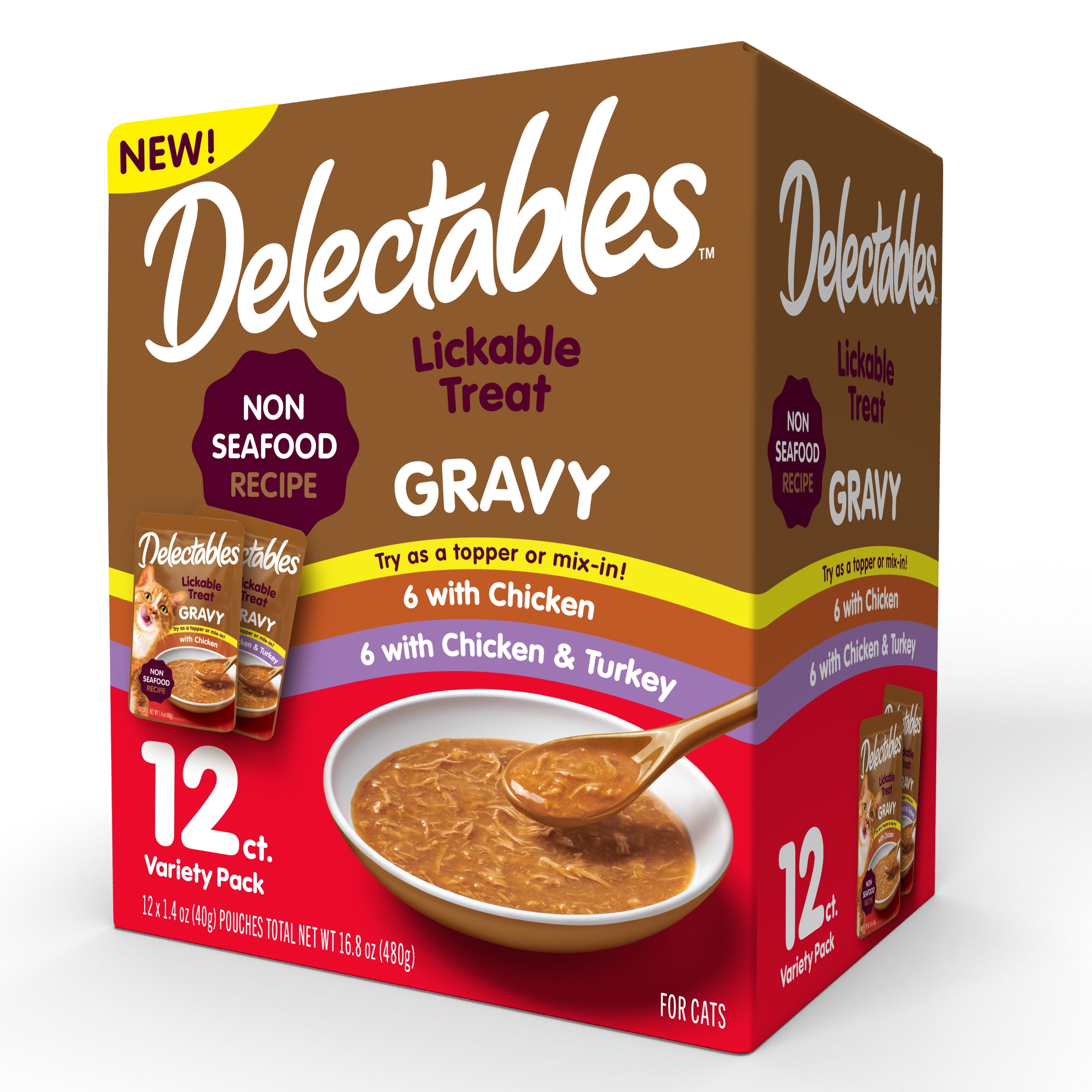 Hartz Delectables Gravy Lickable Wet Cat Treats Variety Pack, 12 Count - Walmart.com