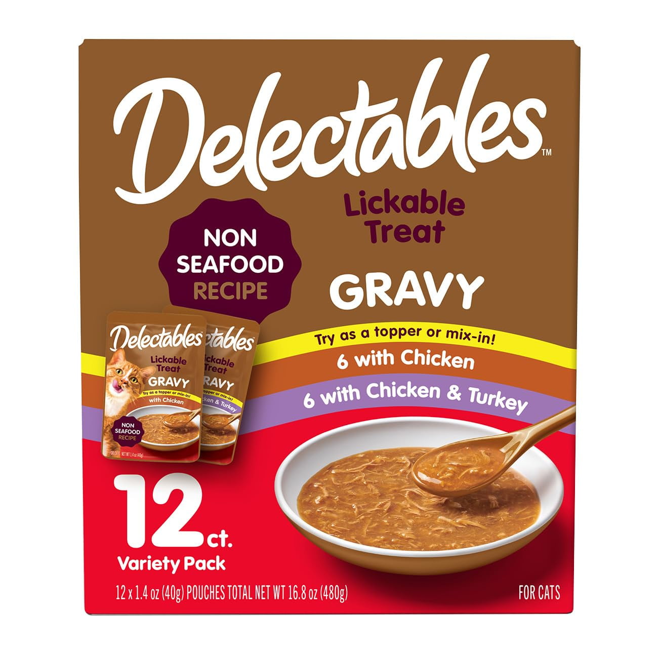 Hartz Delectables Gravy Non-Seafood Lickable Wet AIS1 Cat Treat & Food Topper, Chicken Flavor ...