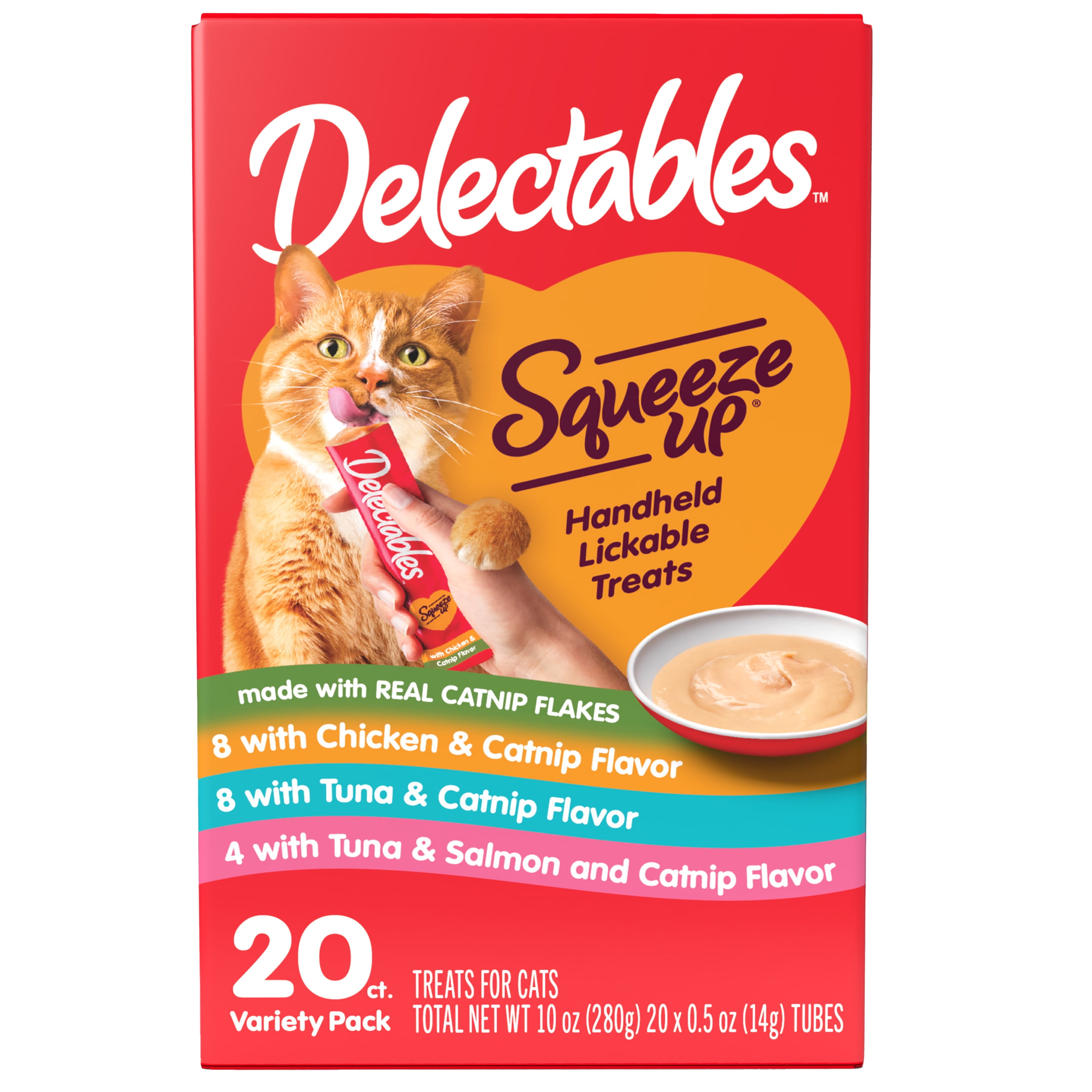 Hartz Delectables Squeeze Up Catnip Flavored Variety Pack Lickable Cat Treat, 20ct - Walmart.com