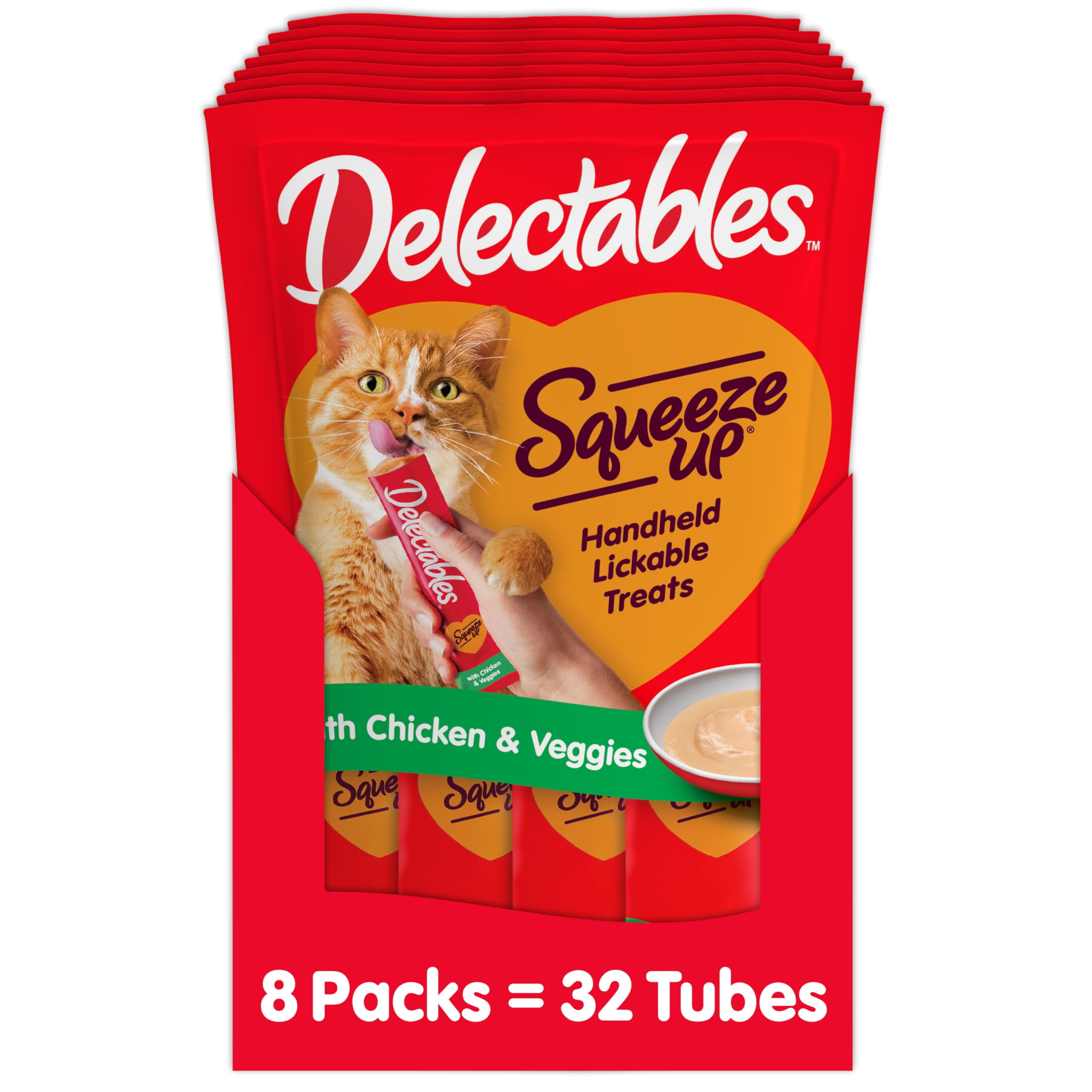 Hartz Delectables Squeeze Up MMF7 Interactive Lickable Wet Cat Treats for Adult & Senior Cats ...