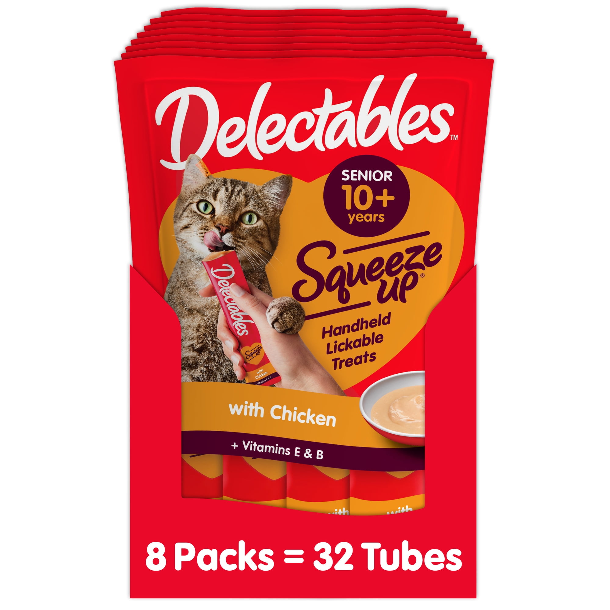 Delectables Lickable Creamy Wet Cat Food, Squeeze Up Senior 10+ Chicken ...