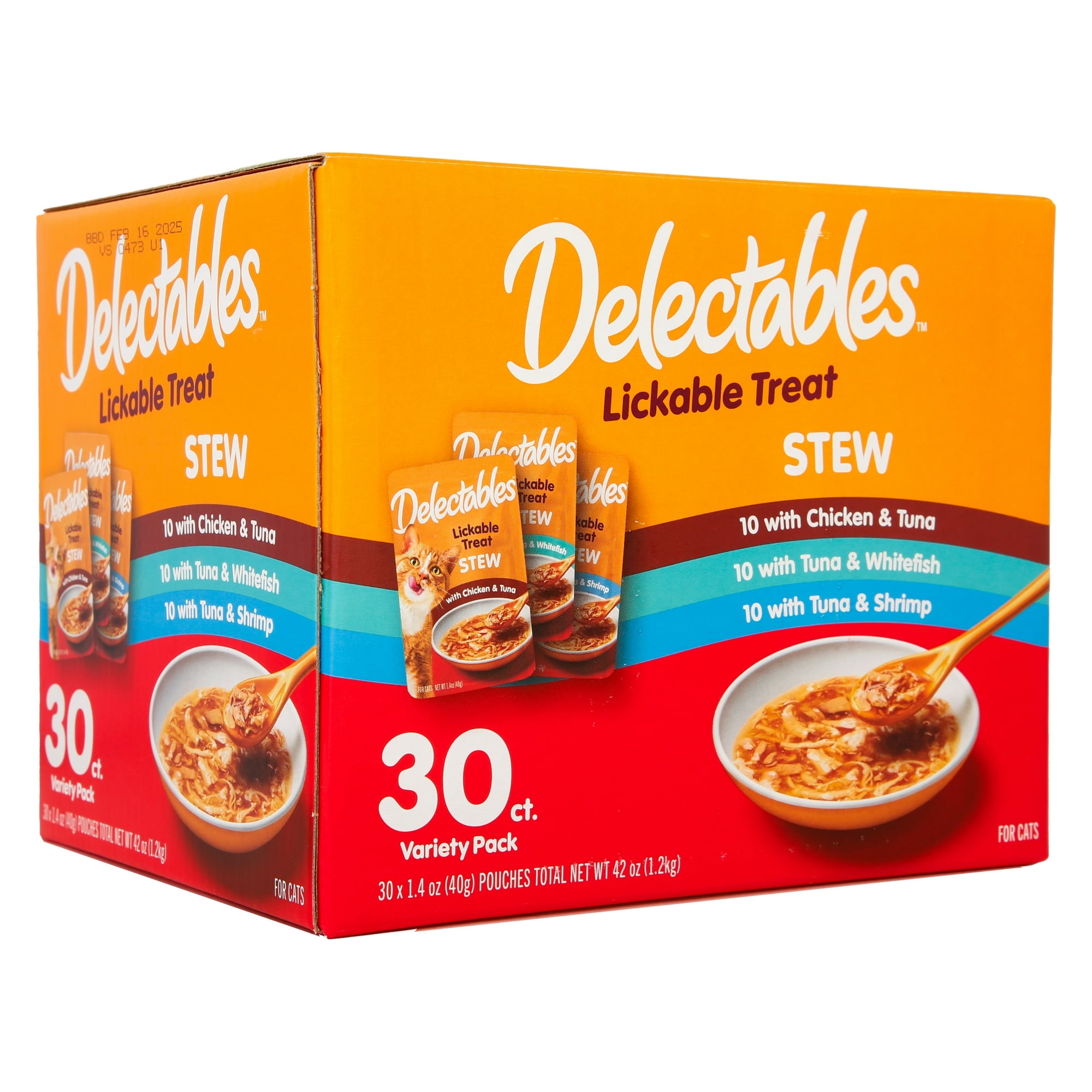 Hartz Delectables Stew Lickable Wet Cat Treats Variety Pack, 30 Count (2 Pack) - Walmart.com