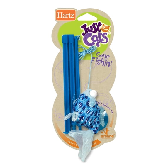 Just For Cats Interactive Cat Toy with Sparkly Fish, Blue, Wand and ...