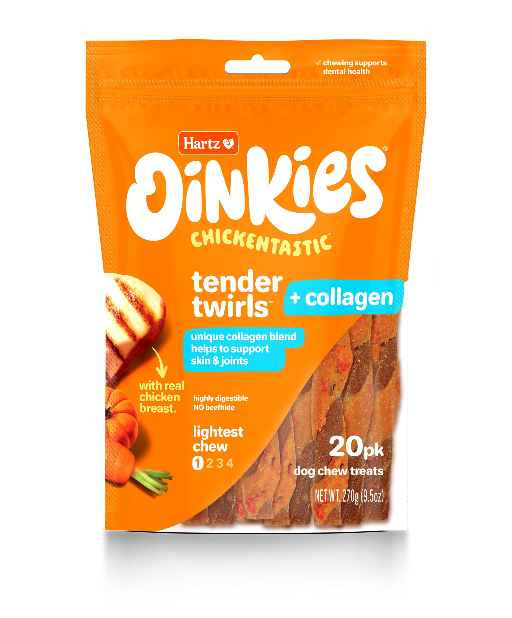Hartz Oinkies Chickentastic Tender Twirls + Collagen Dog Treats, 9.5 oz ...