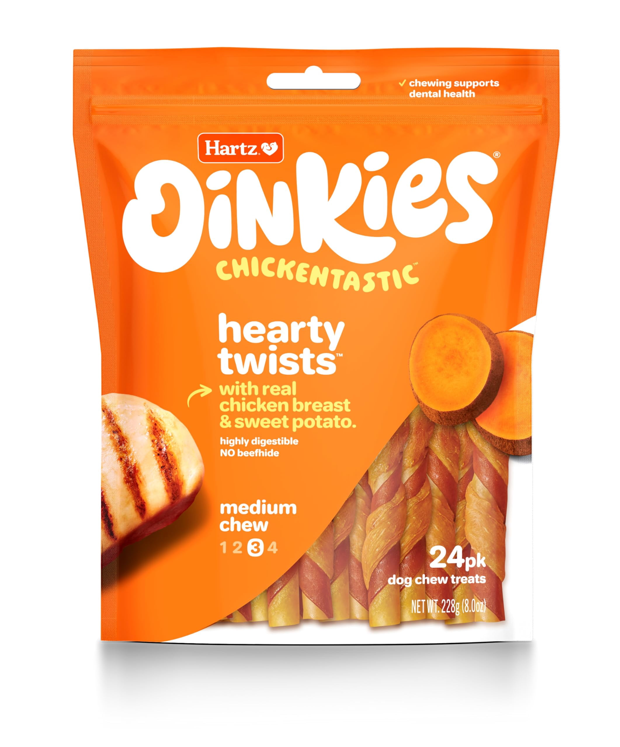 Hartz Oinkies Hearty Twists STF9 with Real Chicken & Sweet Potato ...