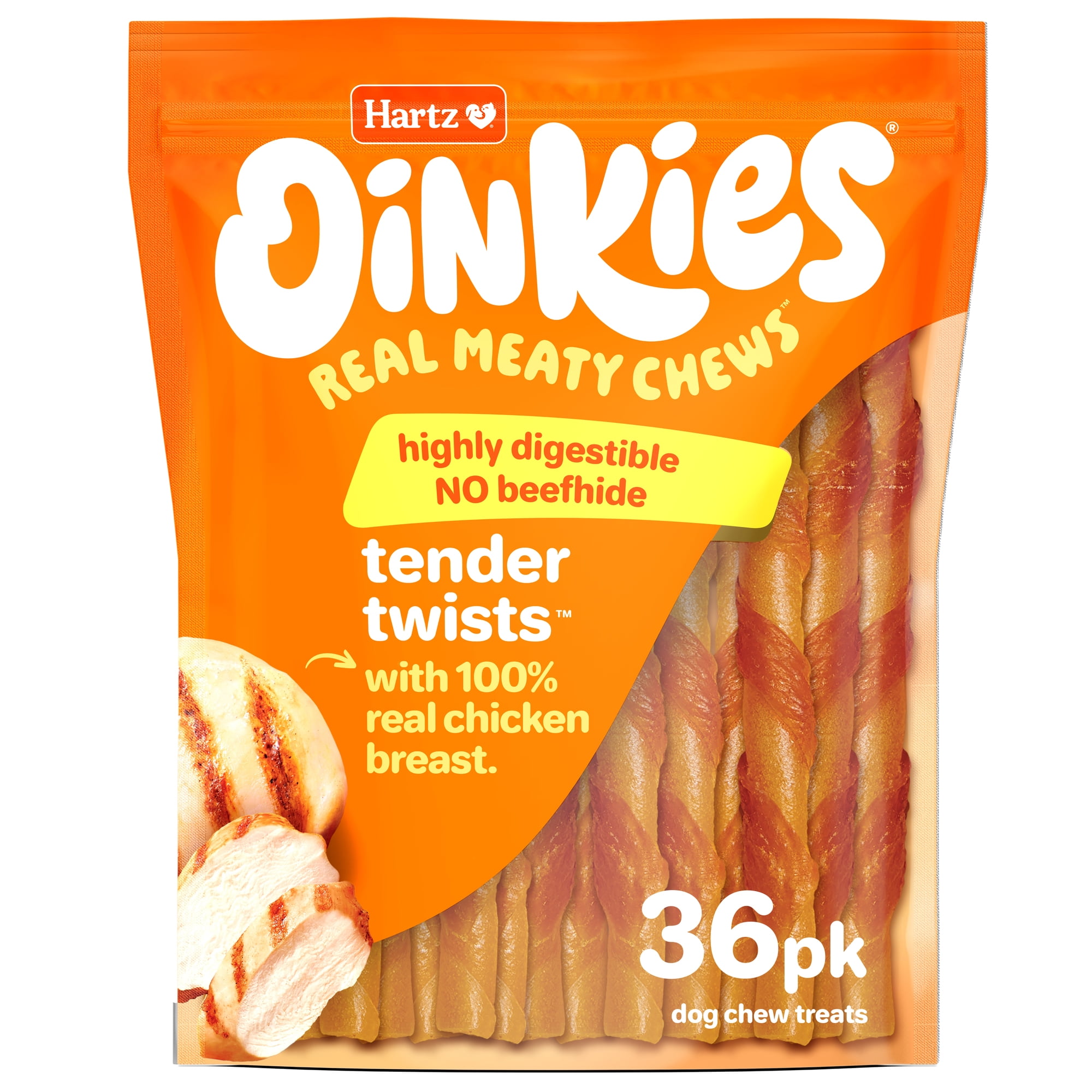 Hartz Oinkies Tender Twists Wrapped with Real Chicken Breast Dog Treats ...