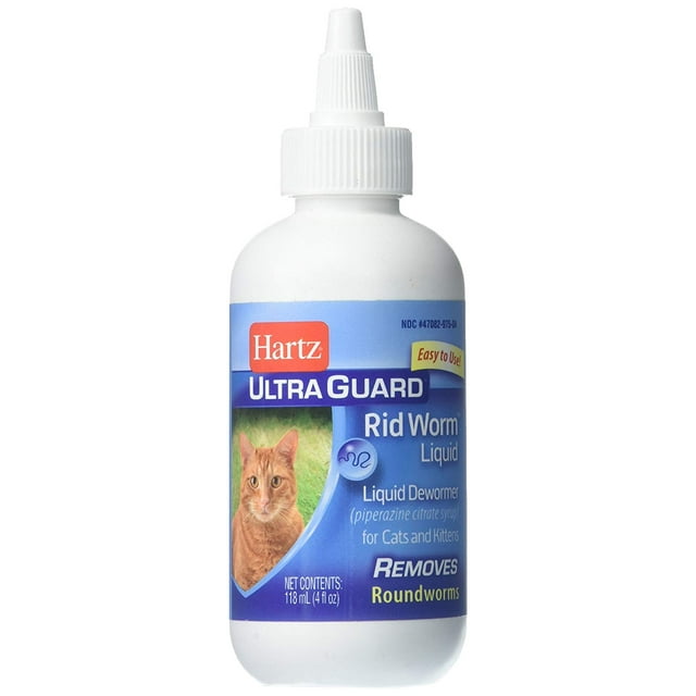 Hartz UltraGuard Feline Cat Wormer Treatment, Rid Worm Liquid Meds, 4 ...