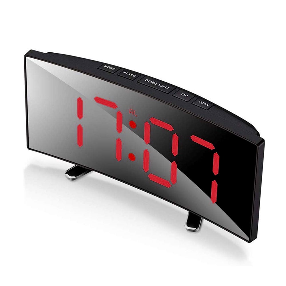 Harupink Digital Alarm Clock Curved LED Electronic Digital Desktop ...