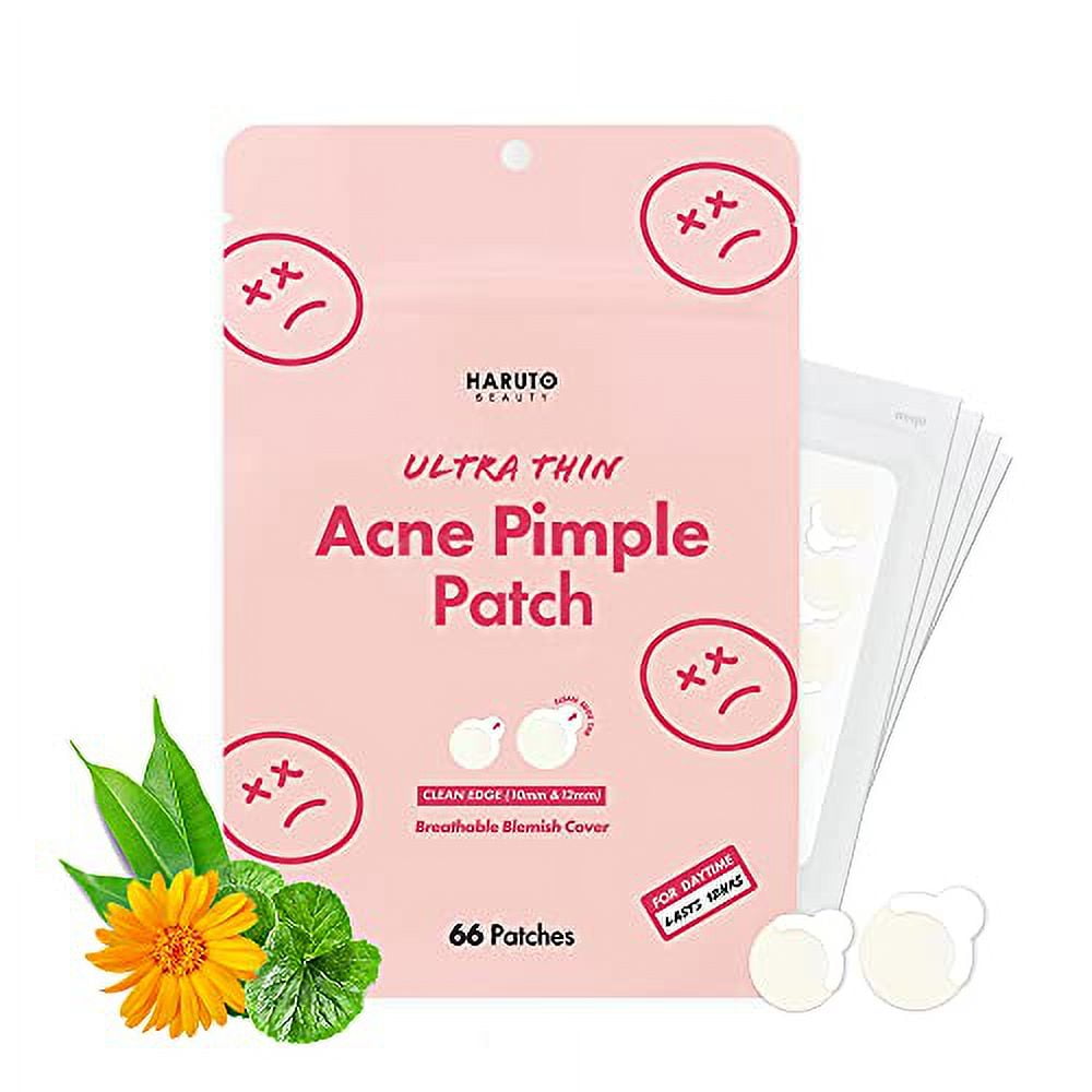 Haruto Ultra Thin Pimple Patches (66 Counts/ 1 Pack) in 2 Sizes, Acne ...