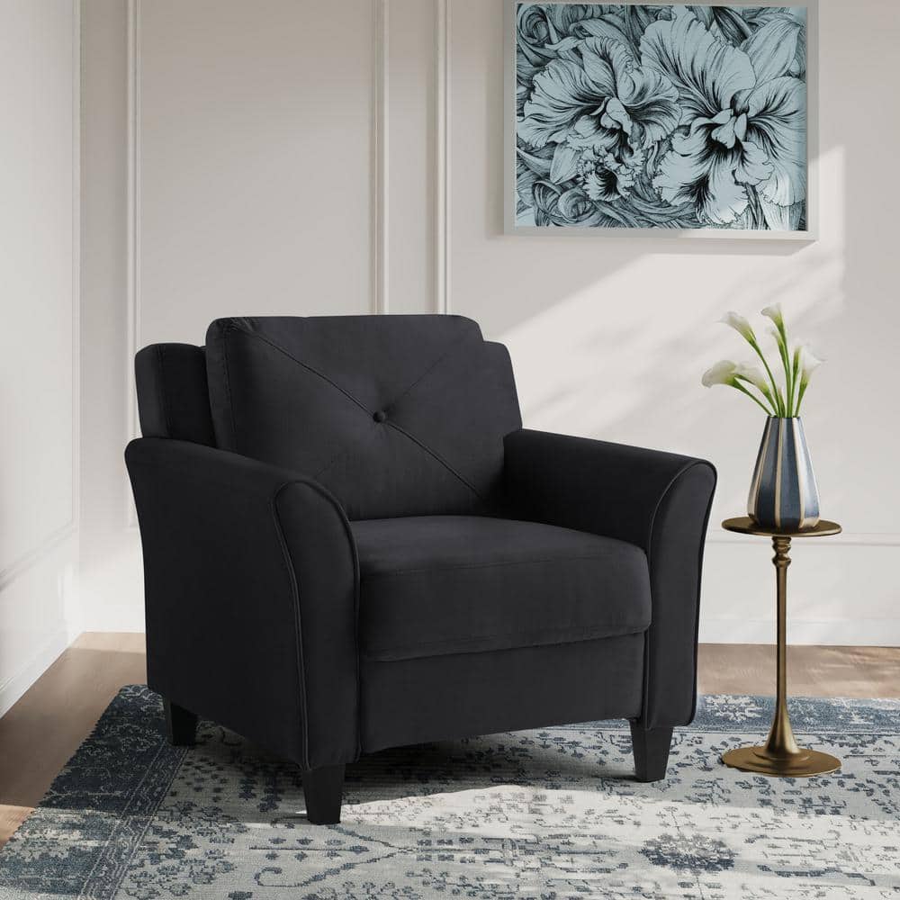 Harvard Black Microfiber with Curved Arm Chair - Walmart.com