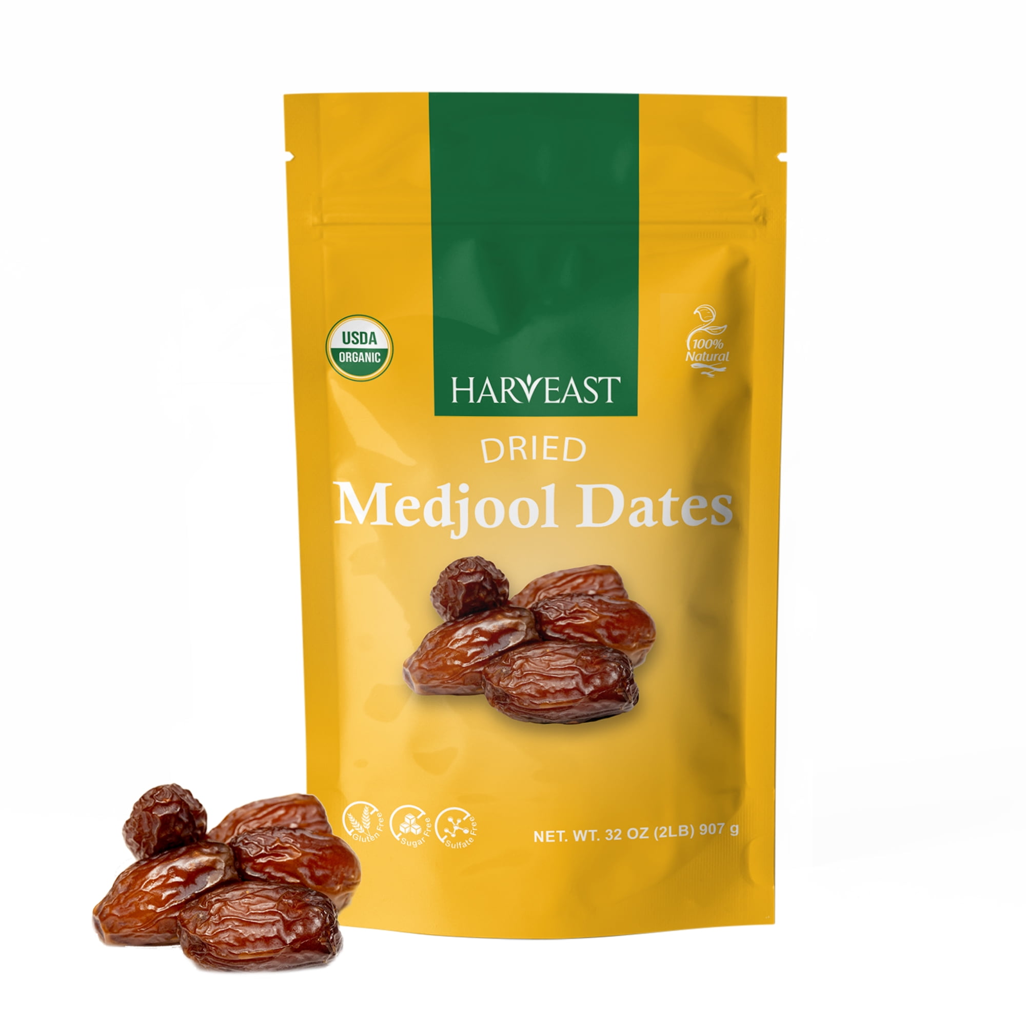Harveast Organic Medjool Dates, Large, Fresh, Natural, Non-GMO, Sun ...