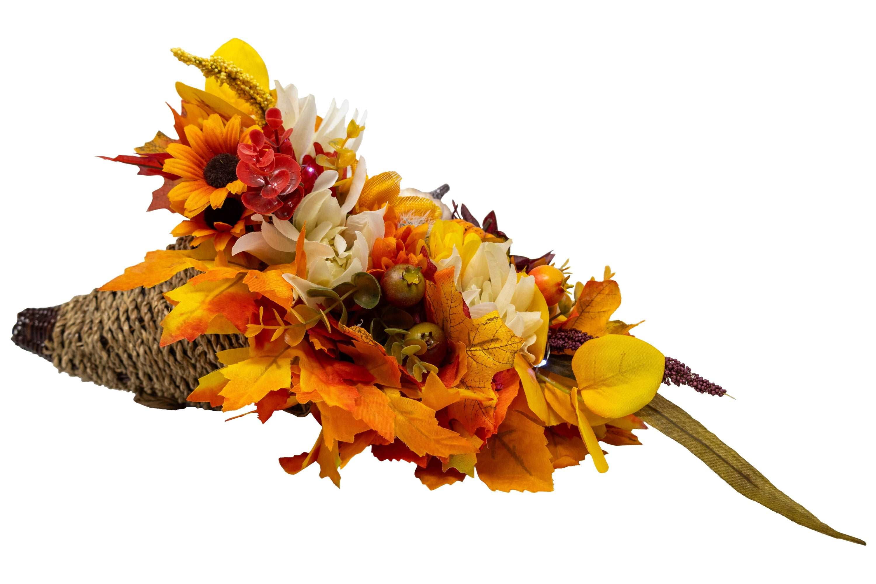 Fall Faux Decor: Harvest Cornucopia Centerpiece, Artificial Autumn ...