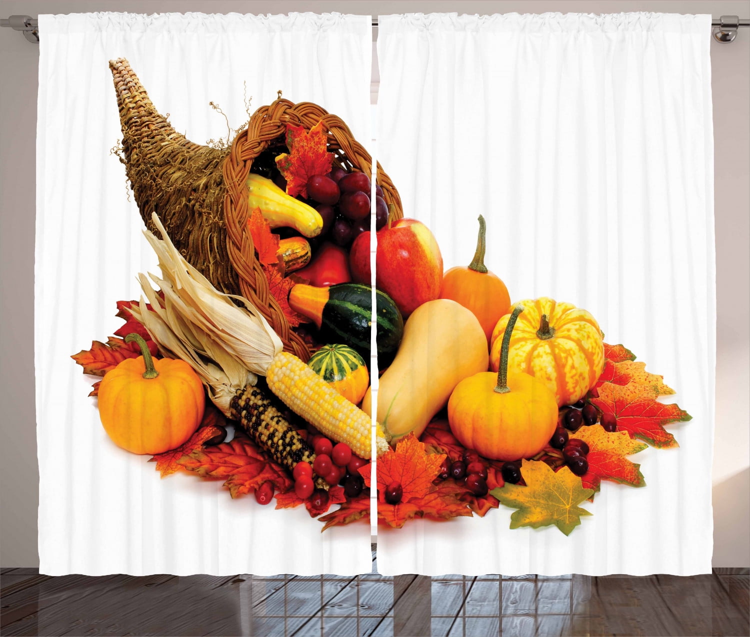 Ambesonne Harvest Curtains 2 Panel Set, Thanksgiving Photograph, 108" x ...