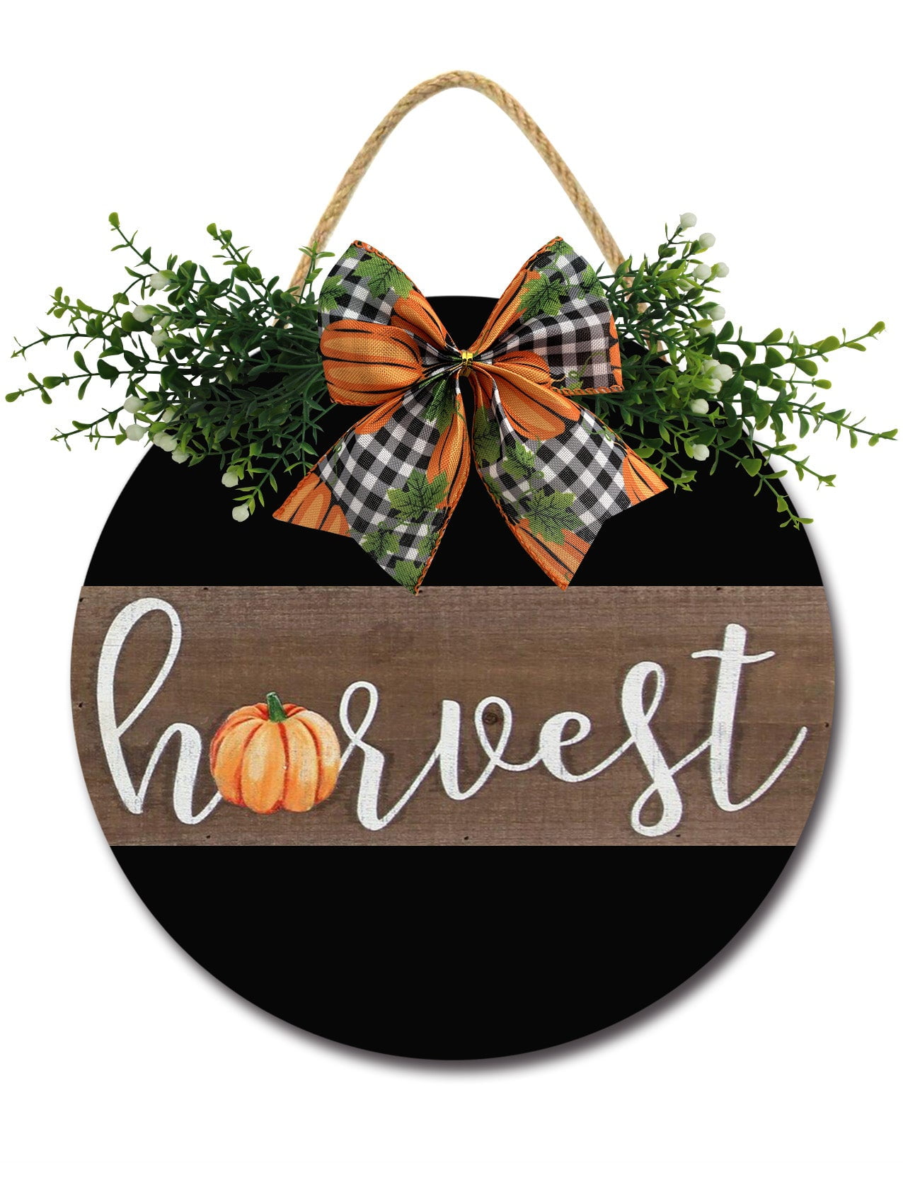 Harvest Door Sign Home Decor Round Wood Wreaths Wall Hanging Sign ...