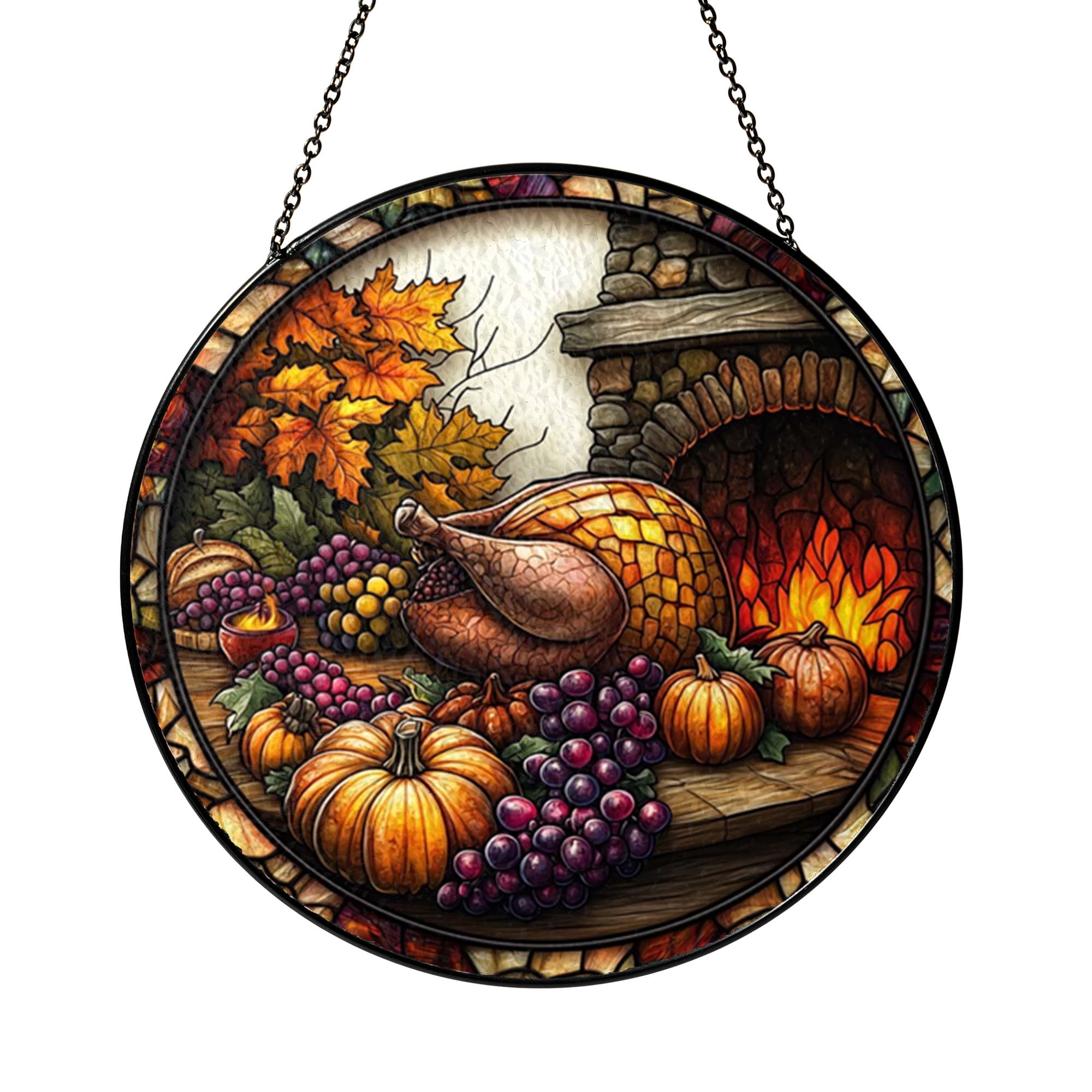 Harvest Farm Scene Stained Glass Style Window Suncatcher - Walmart.com
