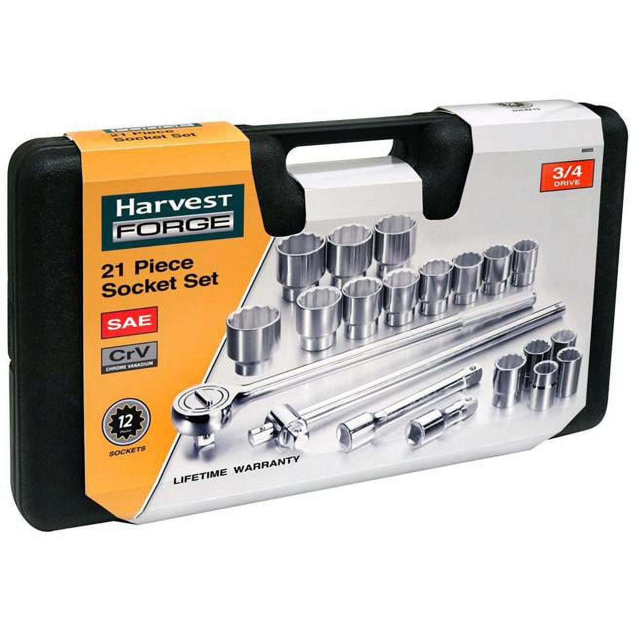 Harvest Forge 86826 0.75 in. Drive SAE Socket Set with Molded Case - 21 ...