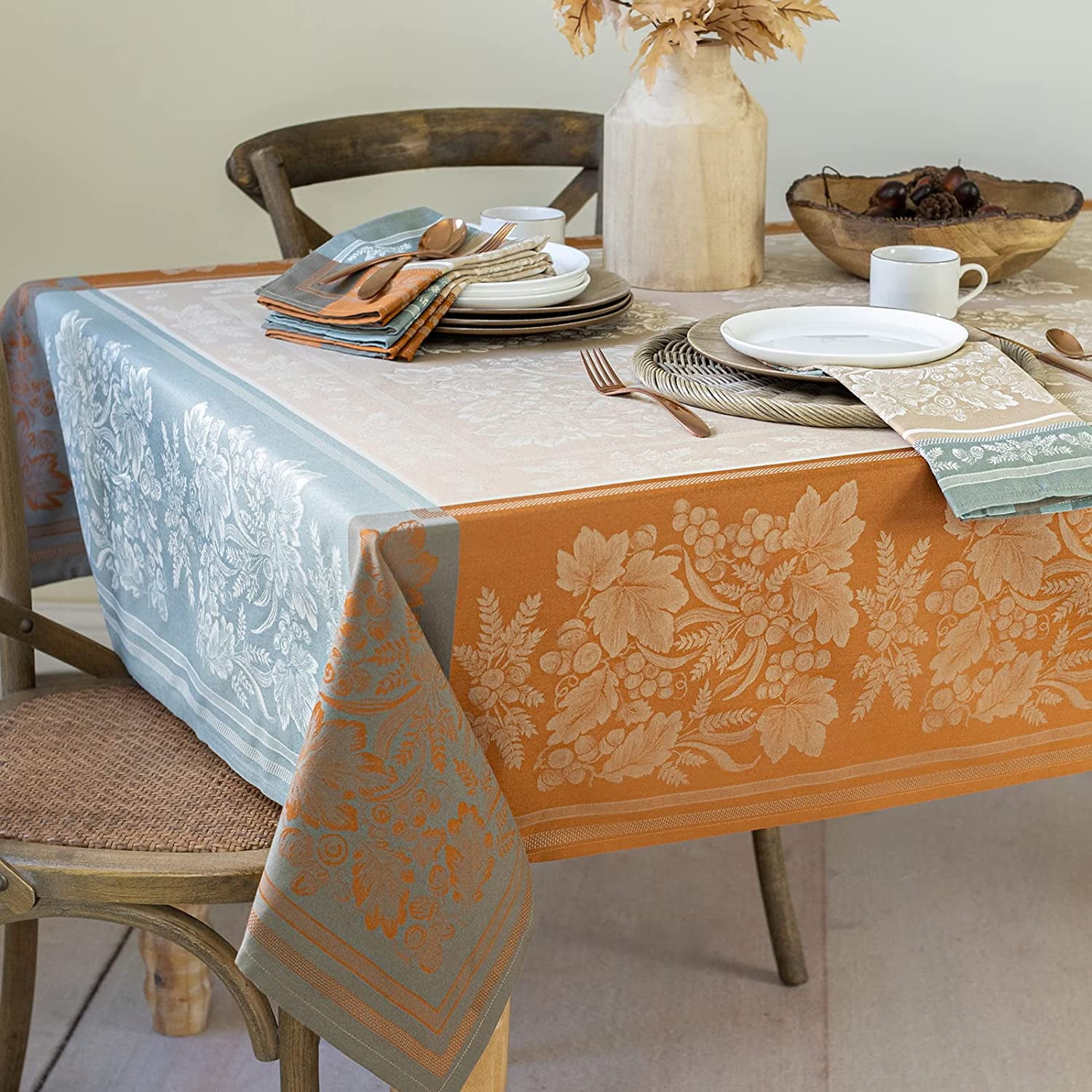 Harvest Gathering Heavyweight Engineered Jacquard Fabric Table Cloth ...