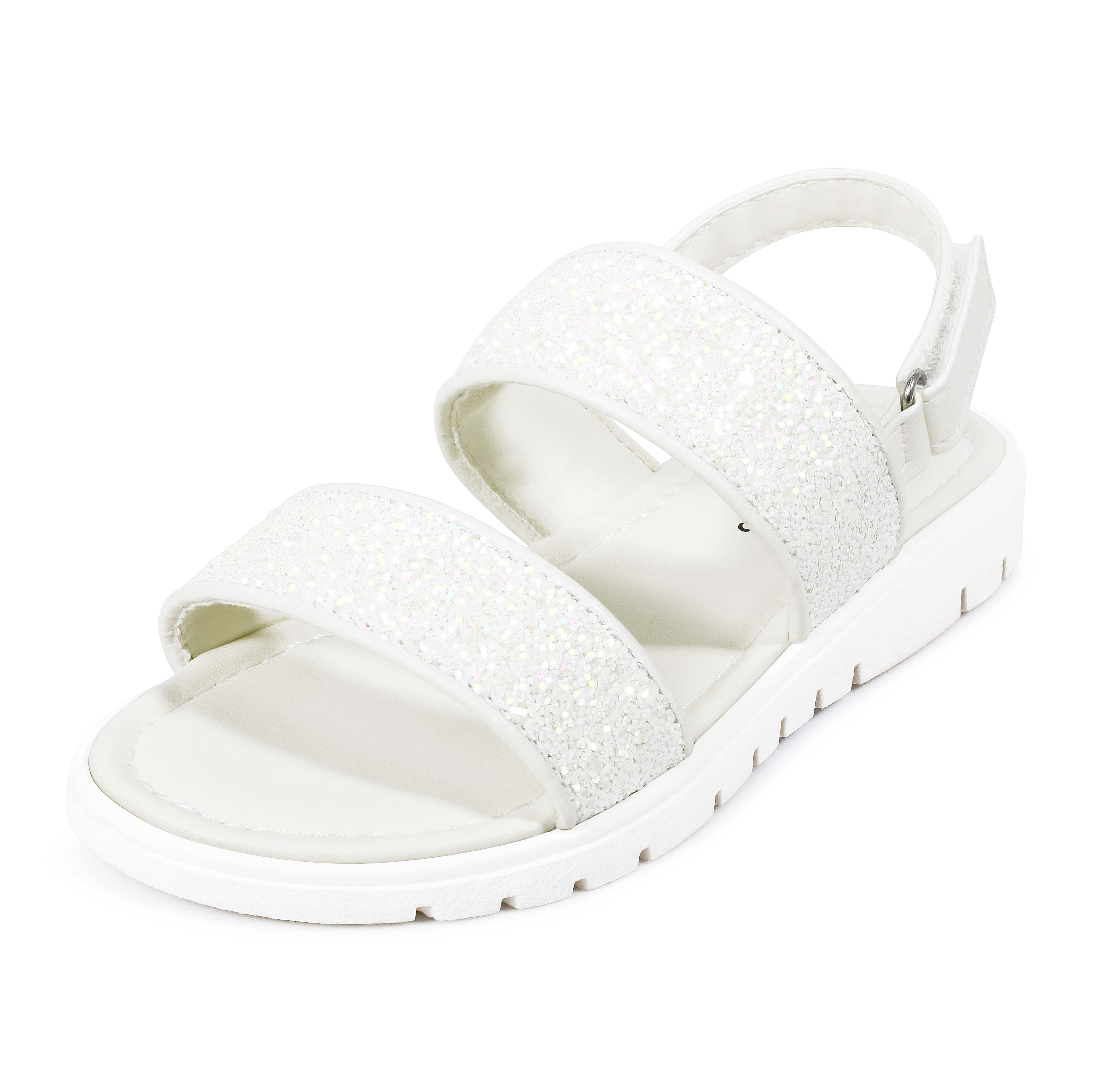 Harvest Land Girls Glitter Dress Sandals Double Straps Open Toe Flat ...
