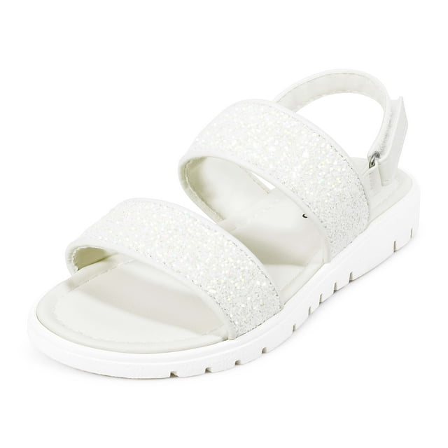 Harvest Land Girls Glitter Dress Sandals Double Straps Open Toe Flat ...