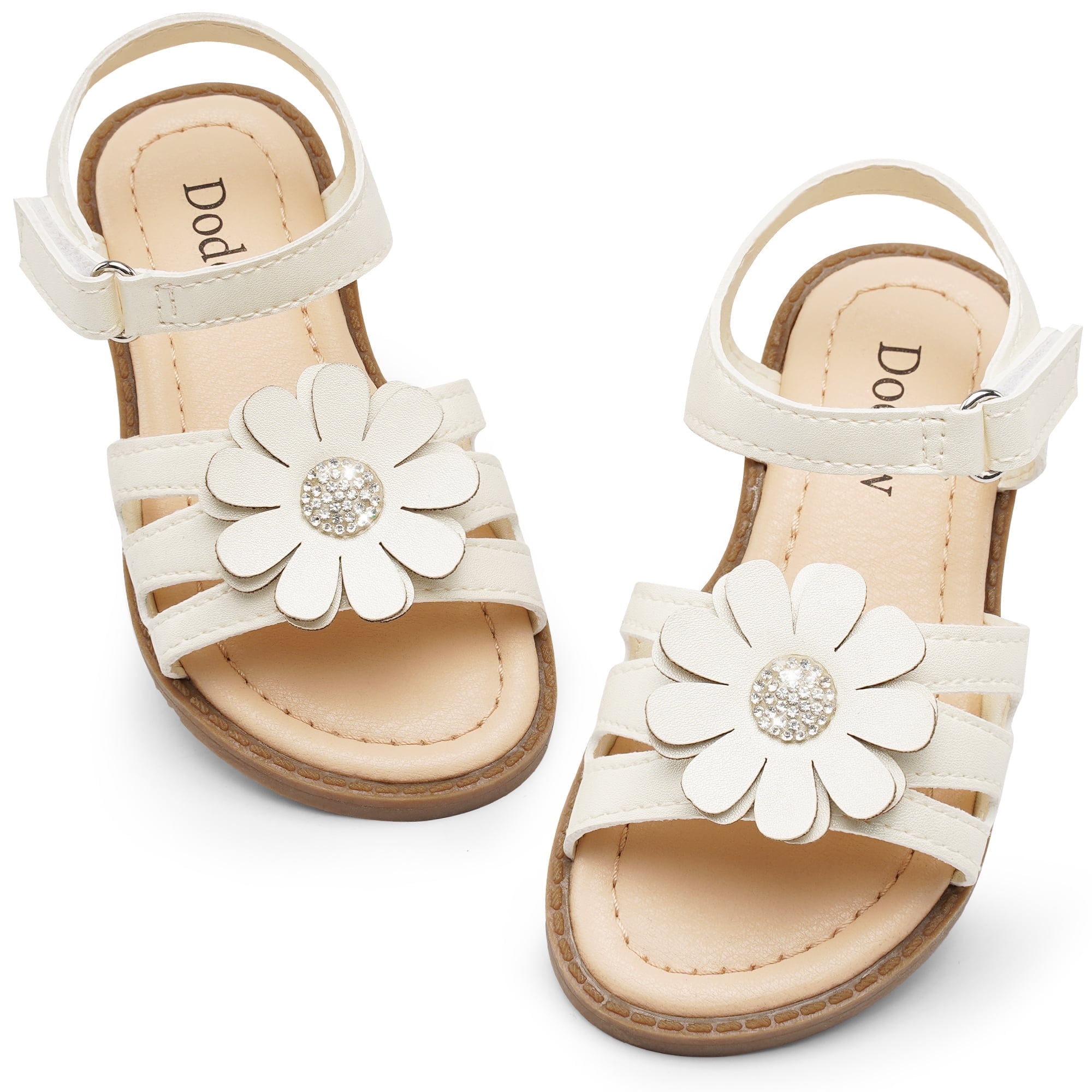 Dodow Girls Summer Sandals Flat Open-Toe Lightweight Sandals for ...