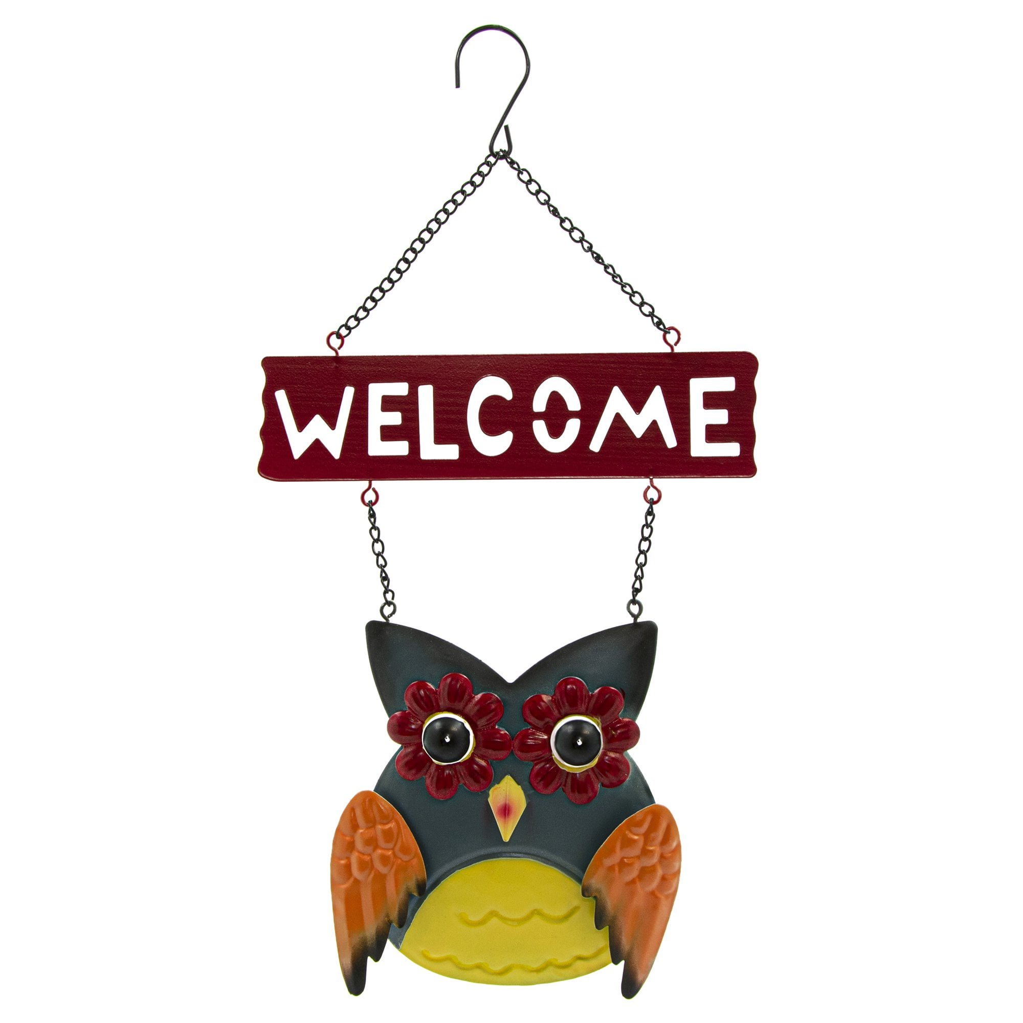 Harvest Owl Decorative Metal Door Wall Hanging "Welcome" Sign 15" x 6 ...