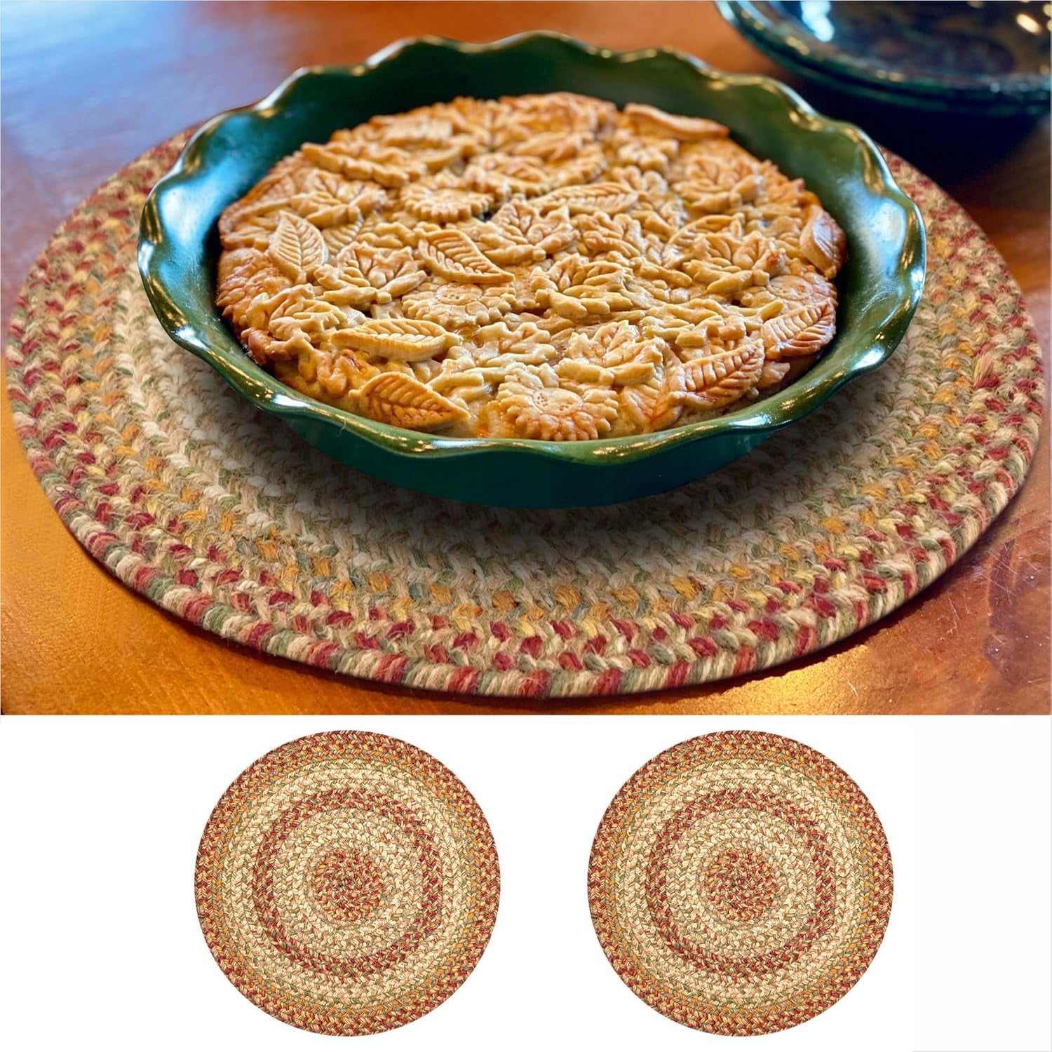 Harvest Pot Holders Trivets 15" (Pack of 2) Jute Trivet Mat for Hot ...