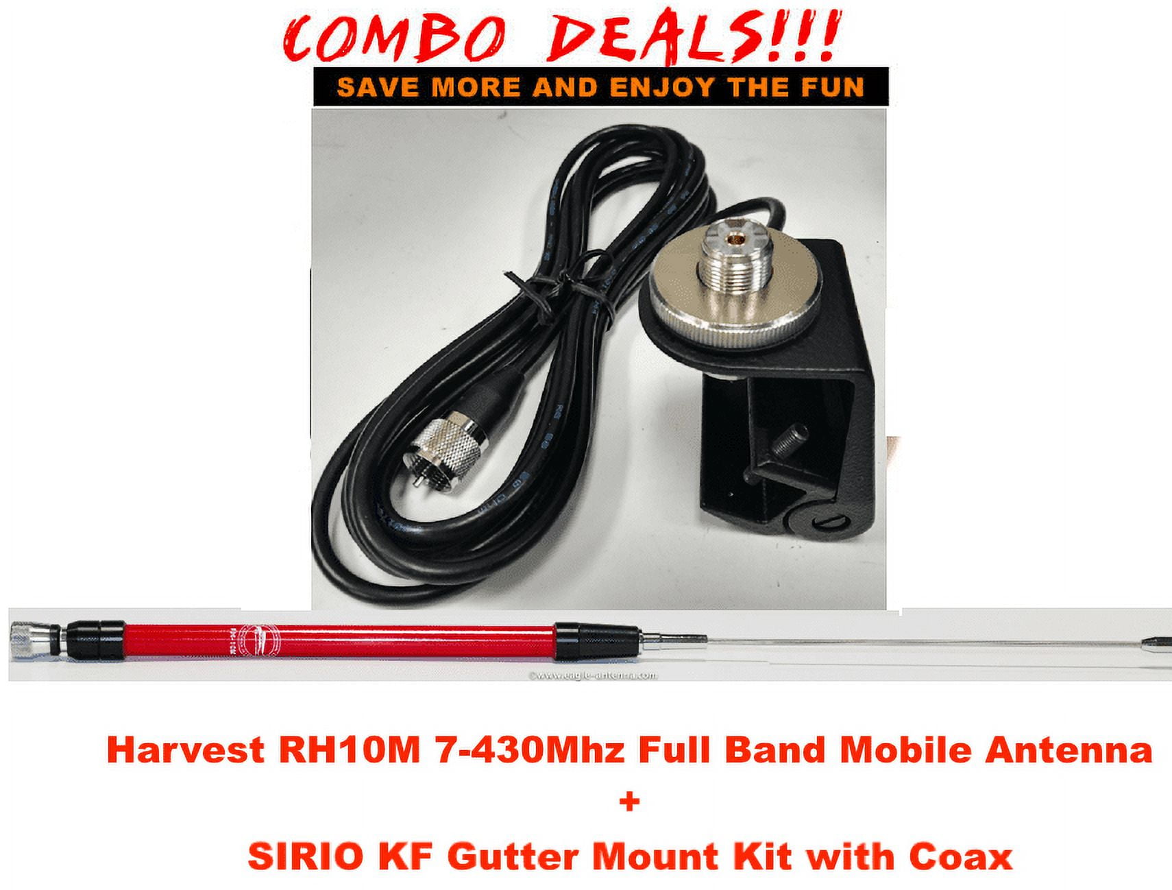 Harvest RH10M 7-430mhz Full Band Mobile Antenna and Sirio KF Gutter ...