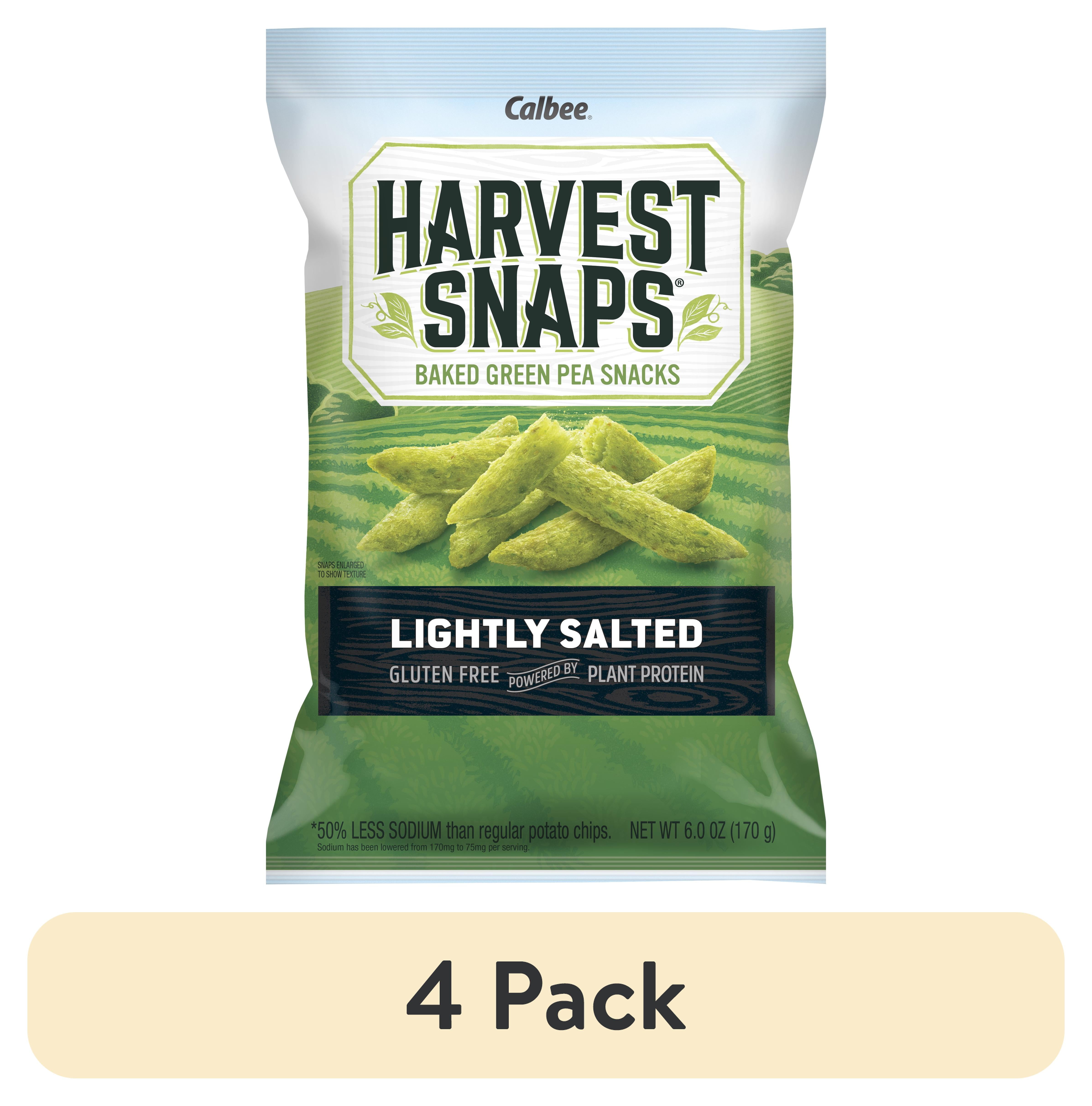(4 pack) Harvest Snaps Baked Green Pea Snacks, Lightly Salted Gluten ...