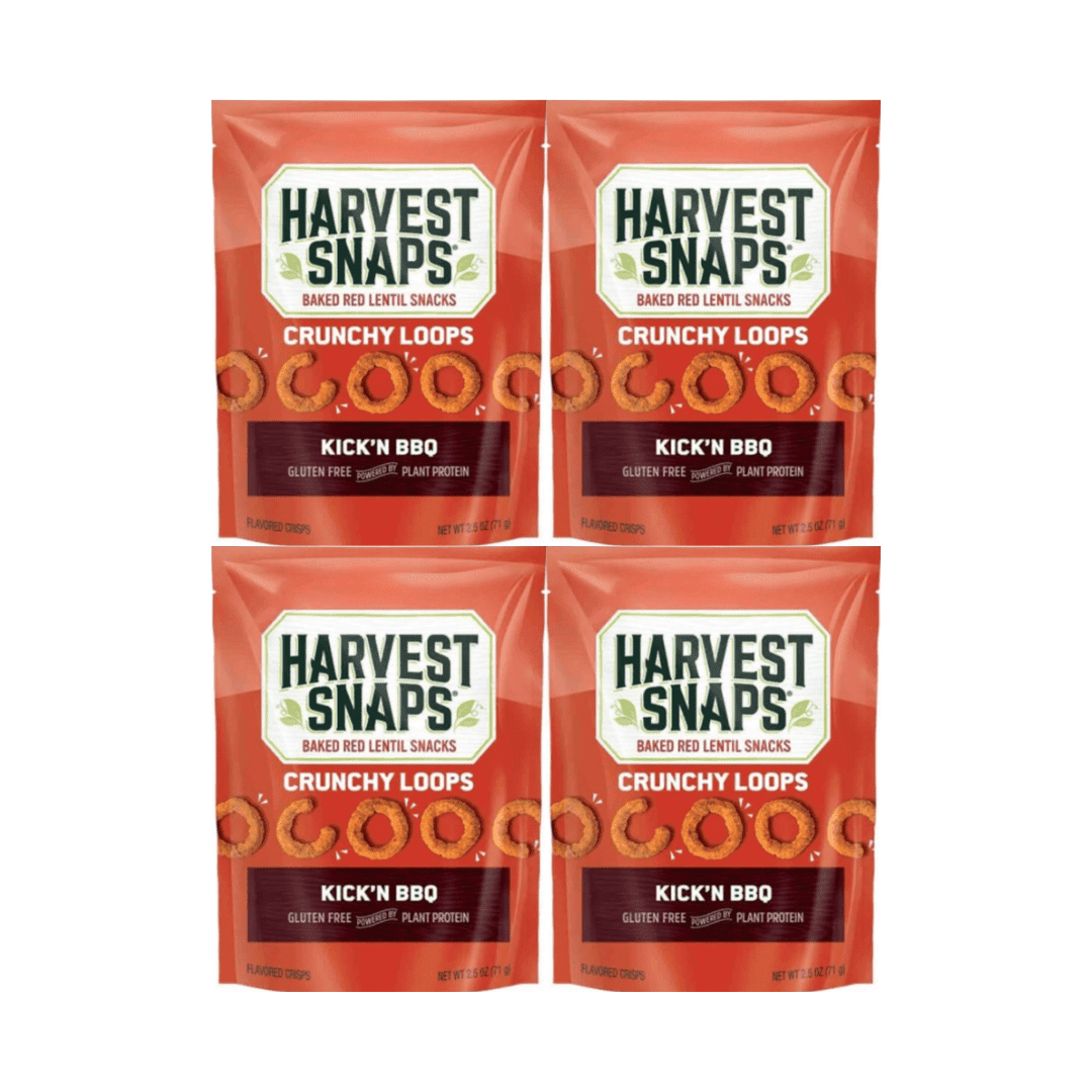 Harvest Snaps Baked Red Lentil Snacks Kick’n BBQ Flavor – 4 Count, 2.5 ...