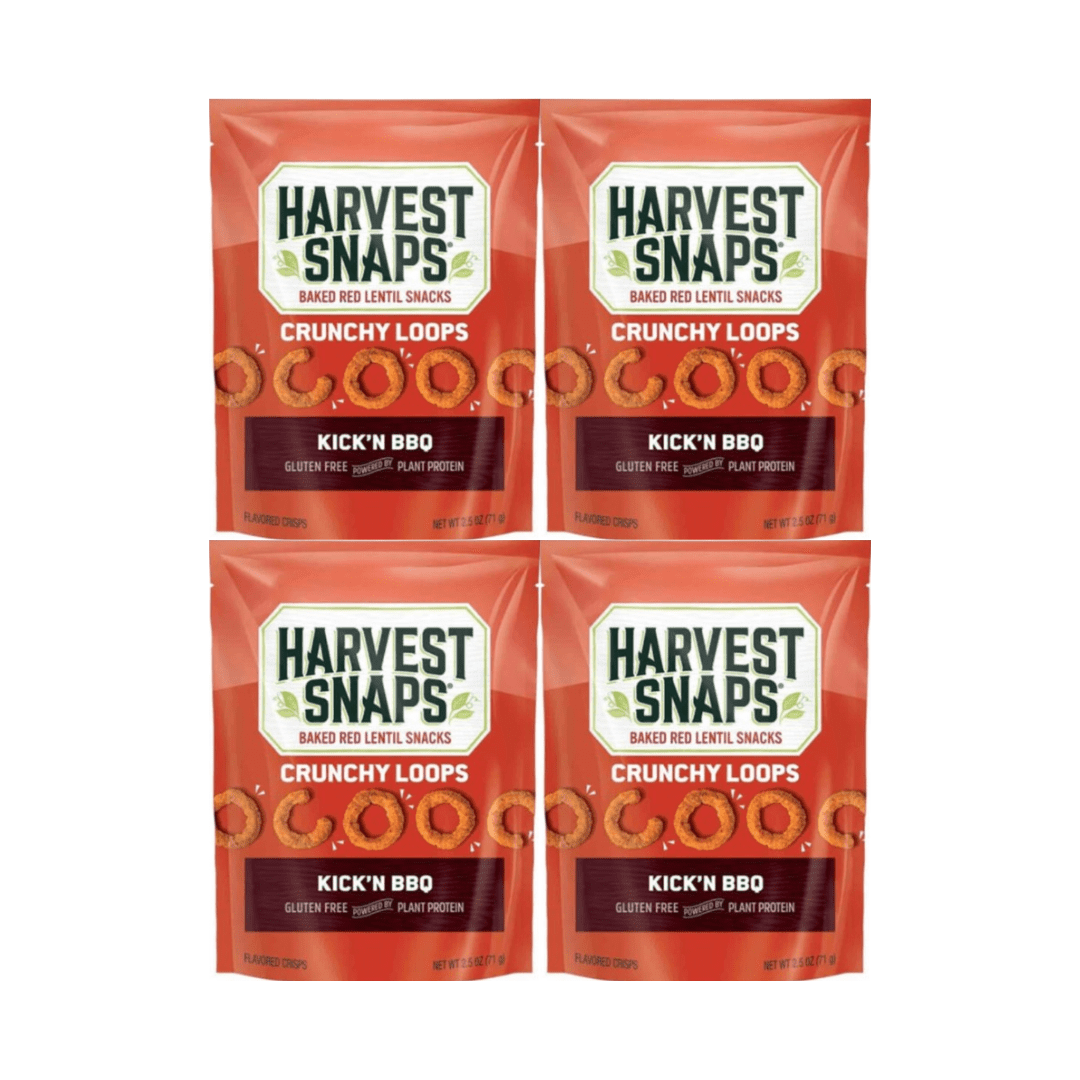 Harvest Snaps Baked Red Lentil Snacks Kick’n BBQ Flavor – 4 Count, 2.5 ...