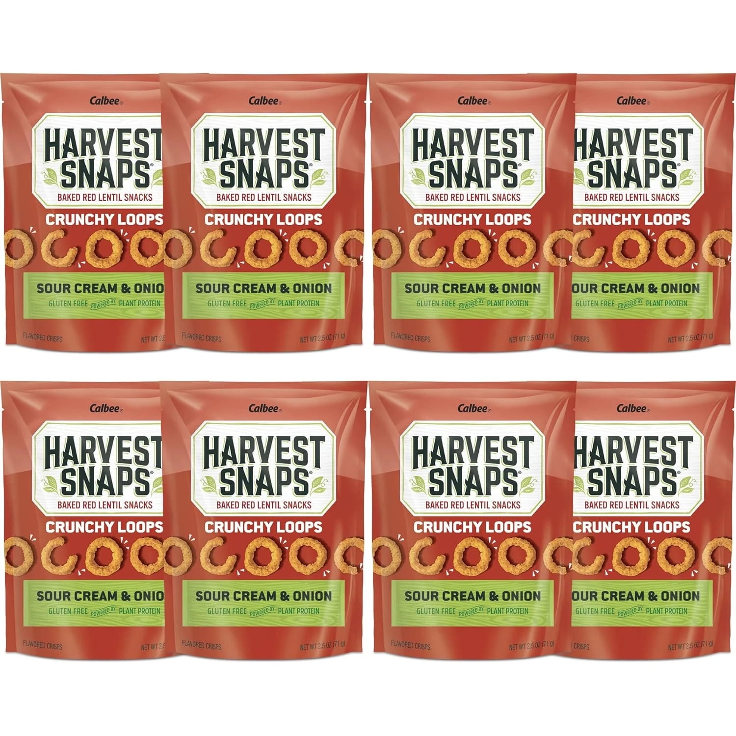 Harvest Snaps Sour Cream & Onion Crunchy Loops Snacks, 2.5 oz. Bags - 8 ...
