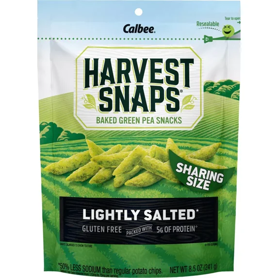 Harvest Snaps Lightly Salted Baked Green Pea Snacks, Healthy Veggie Snack, 8.5oz - Walmart.com
