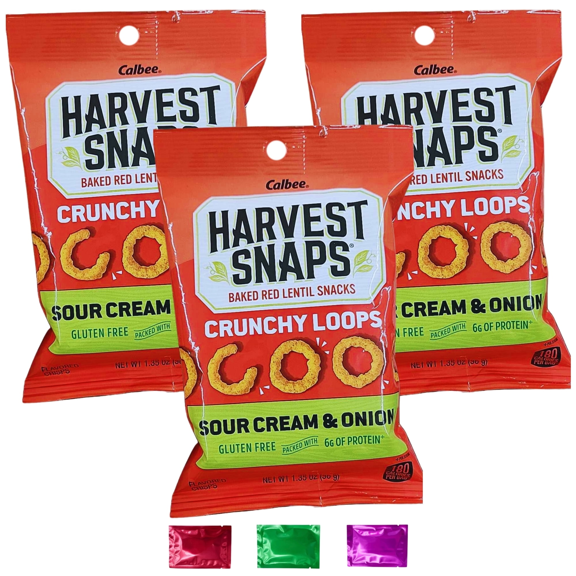 Harvest Snaps Red Lentil Crunchy Loops Sour Cream and Onion Flavor ...