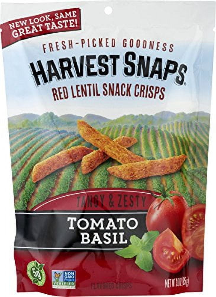 Harvest Snaps Tomato Basil Red Lentil Snack Crisps, Gluten-Free, Baked ...