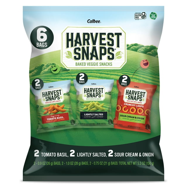 Harvest Snaps Variety Bag Baked Gluten Free Snacks, Veggie Crisps, 3 ...