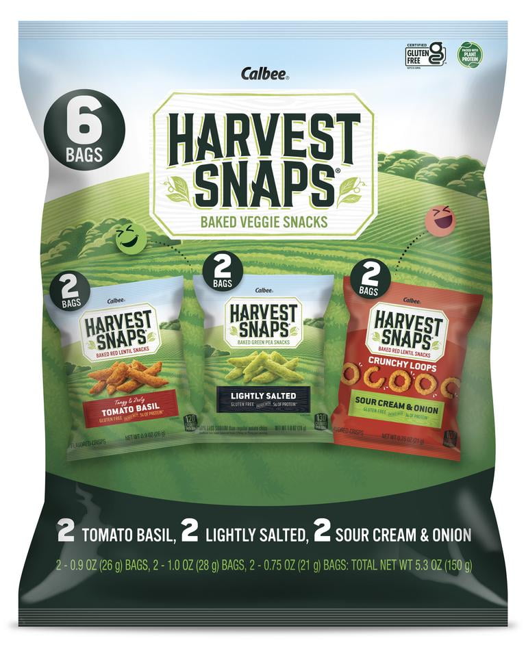 Harvest Snaps Variety Pack Baked Gluten Free Snacks, Veggie Crisps, 3 ...