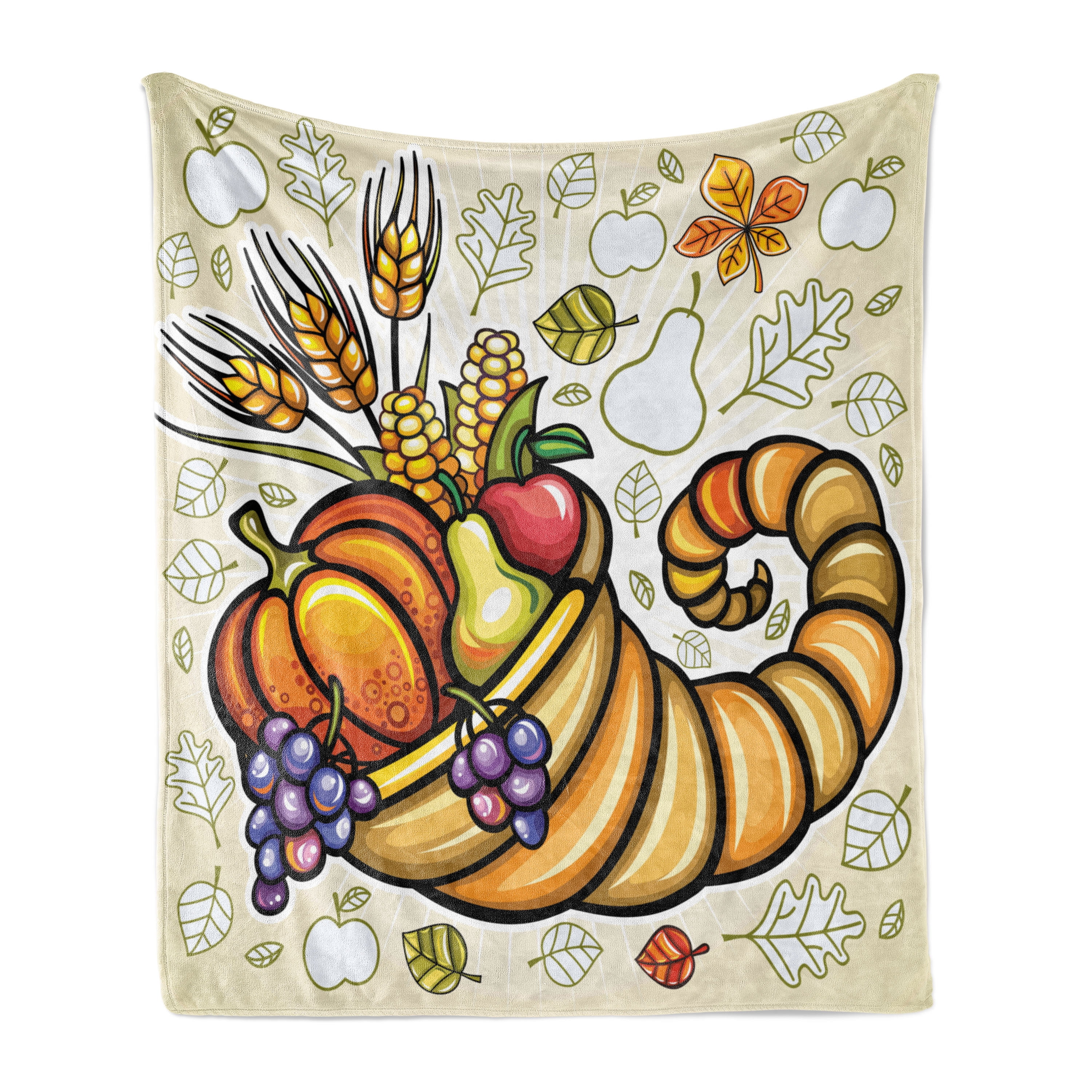Harvest Soft Flannel Fleece Blanket, Cornucopia Harvest Thanksgiving ...