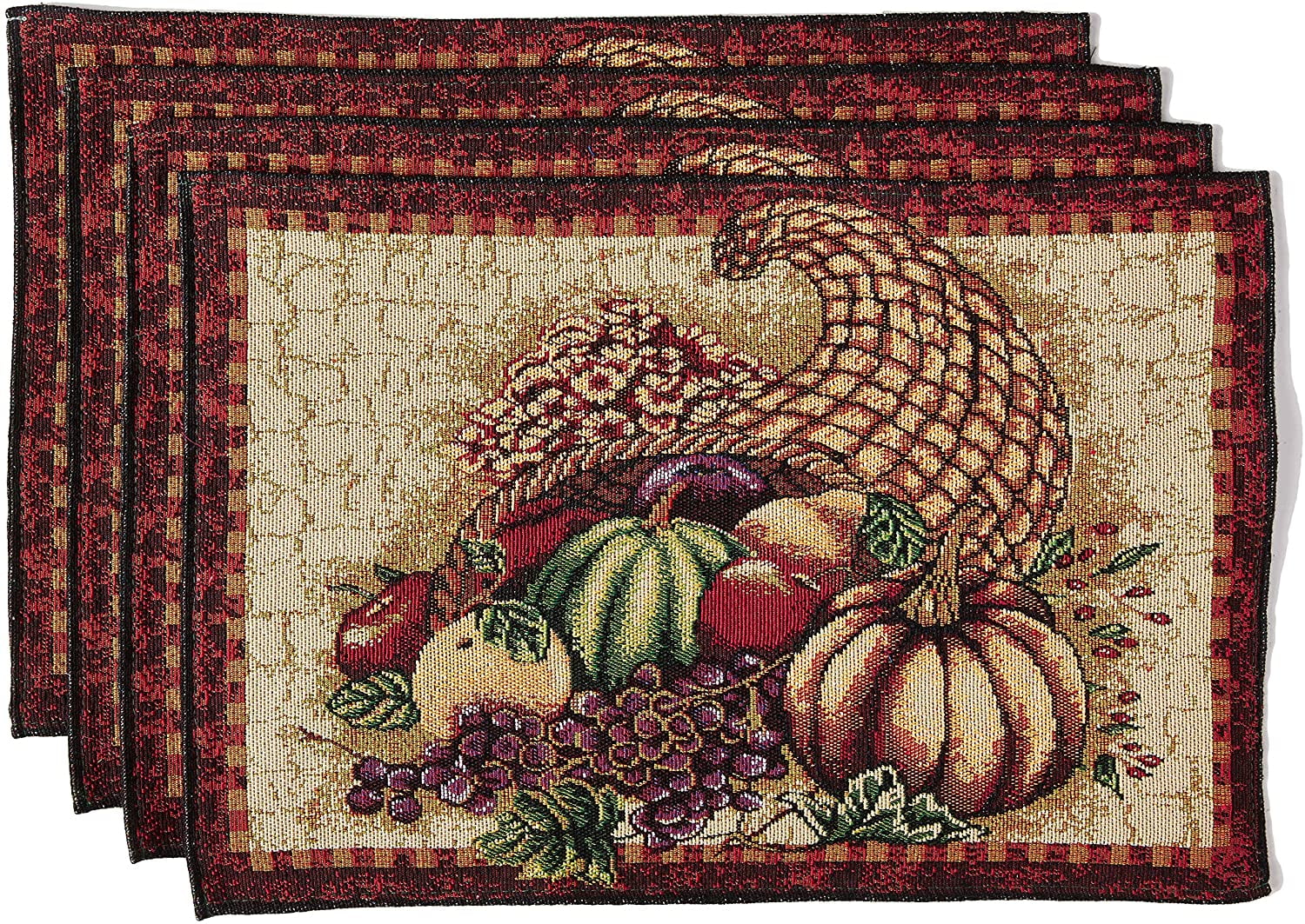 Harvest Tapestry Fall Kitchen Decor, Fabric Leaf Table Placemats, 13" X ...