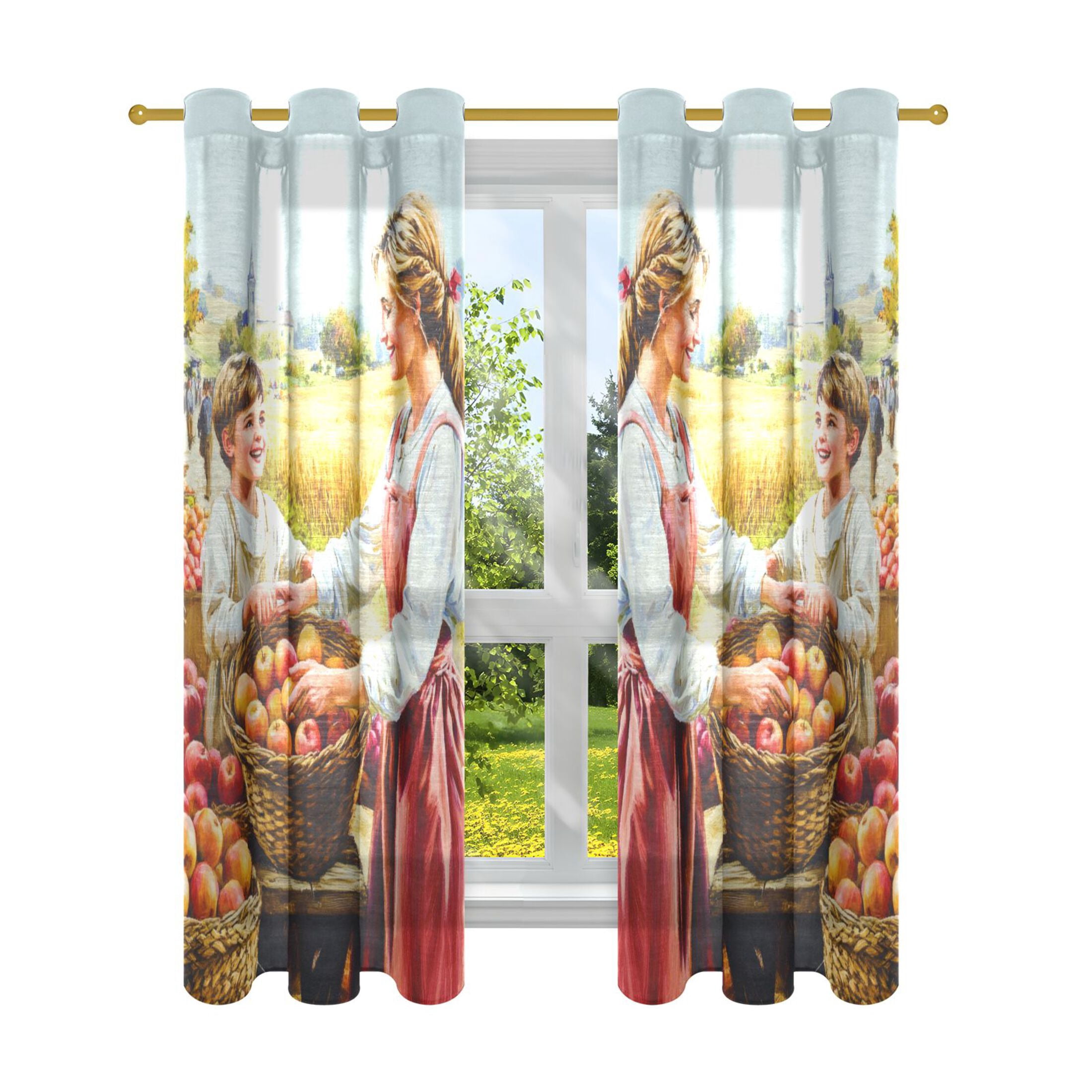 Harvest Thanksgiving Day Bazaar Semi Sheer Curtains for Living Room ...