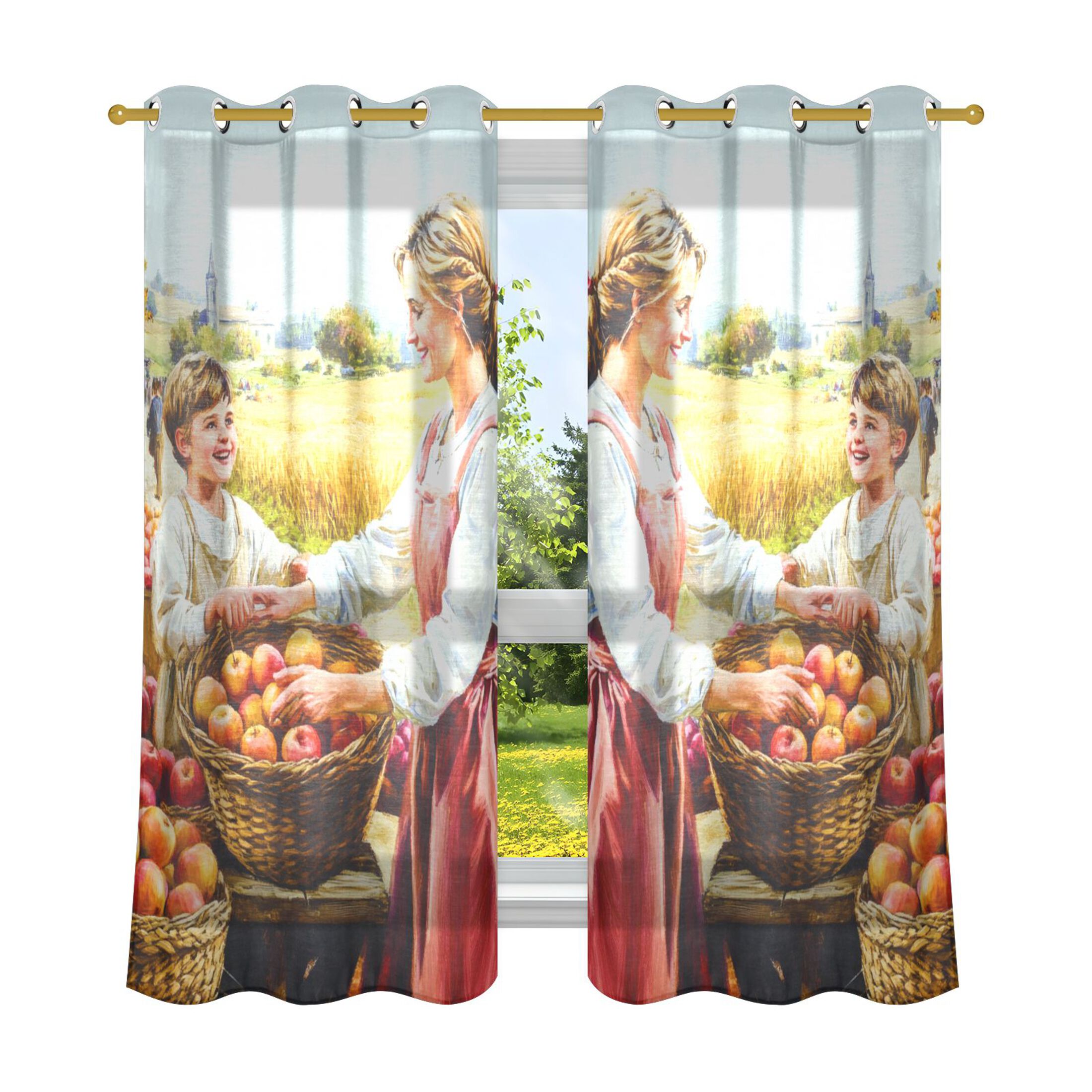 Harvest Thanksgiving Day Bazaar Semi Sheer Curtains for Living Room ...