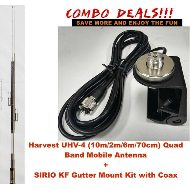 Harvest UHV-4 HF/VHF/UHF (10m/2m/6m/70cm) 4-band Antenna w/ Sirio KF Gutter Kit - Walmart.com