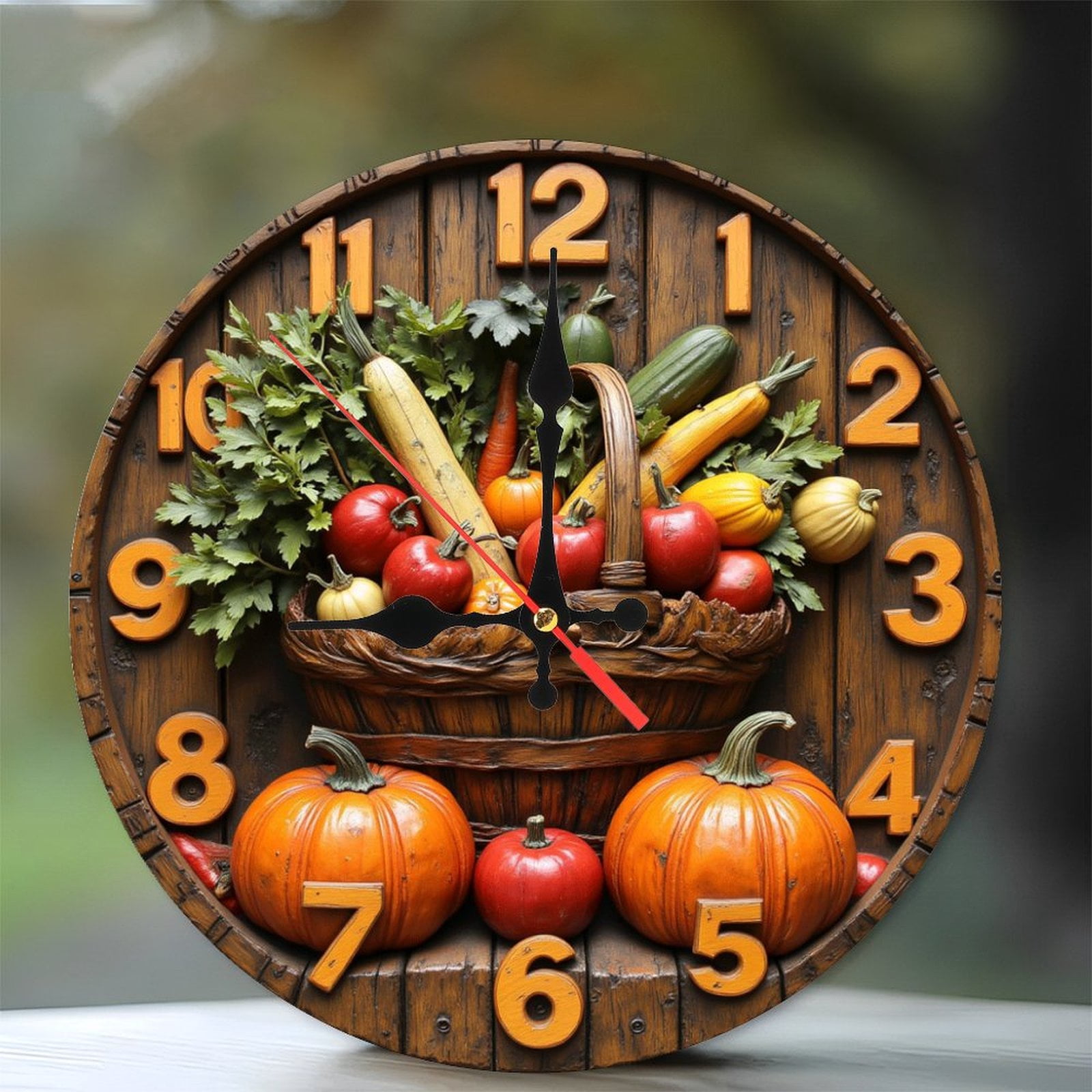 Harvest Vegetables Wooden Wall Clock Rustic Farmhouse Kitchen Decor 10 ...
