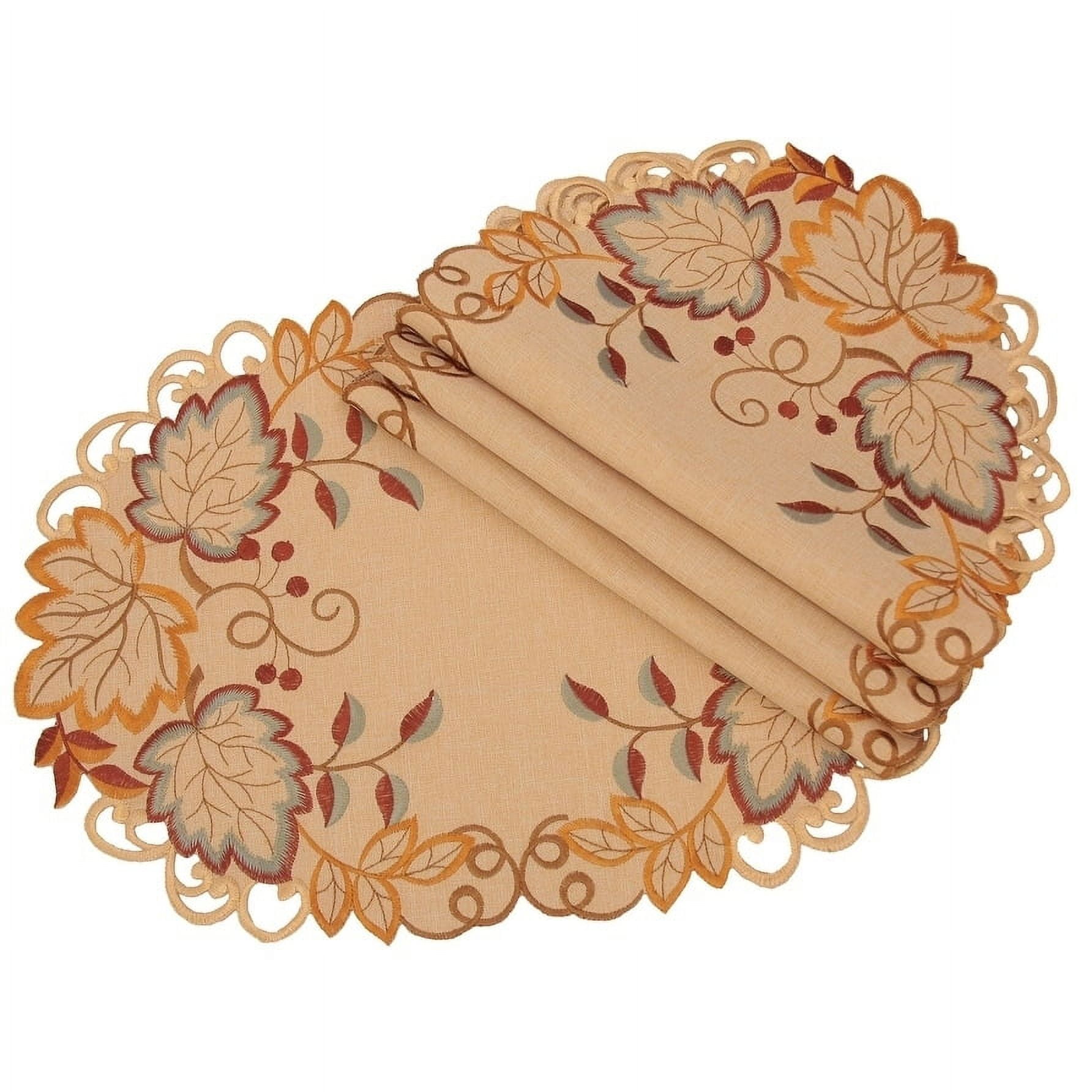 Harvest Verdure Embroidered Cutwork Fall Placemats, 13 by 19-Inch, Set ...