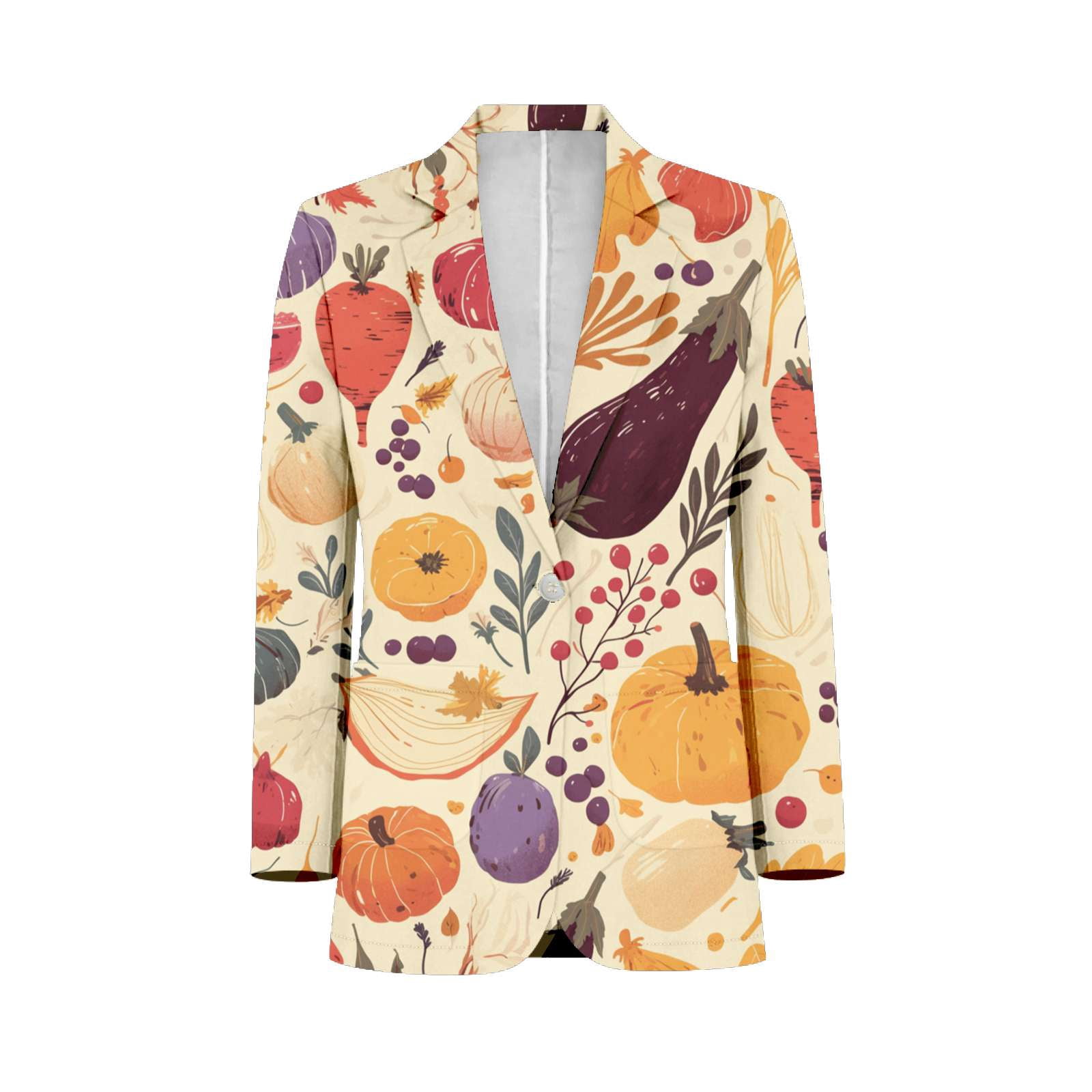 Harvest Watercolor Vegetables Fruits Men's Suit Blazer Casual Party ...