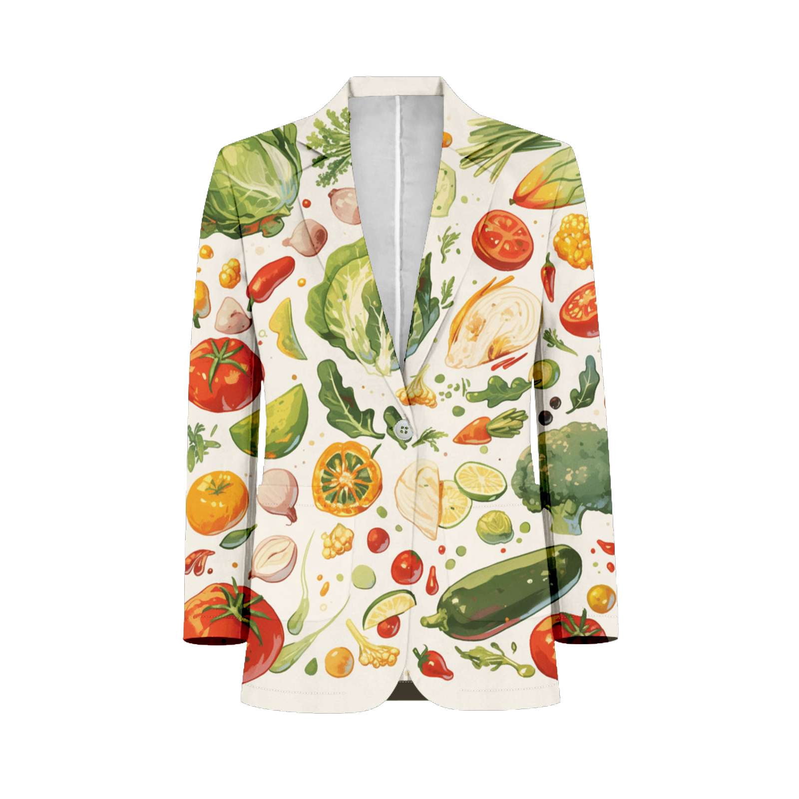 Harvest Watercolor Vegetables Fruits Mens Suits Shawl Collar Slim Fit ...