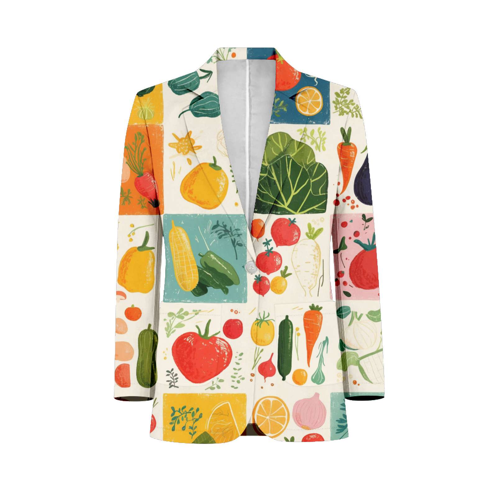 Harvest Watercolor Vegetables Fruits Mens Suits Shawl Collar Slim Fit ...